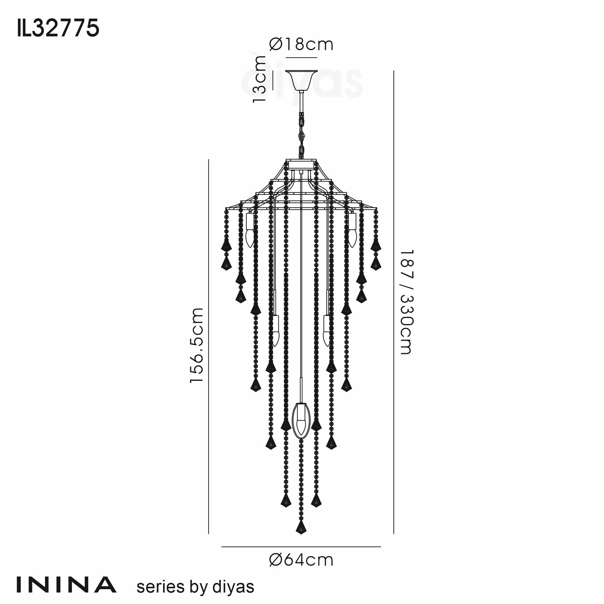 IL32775 Inina French Gold Diyas Inina Crystal Chandelier 9 Light (17kg ...