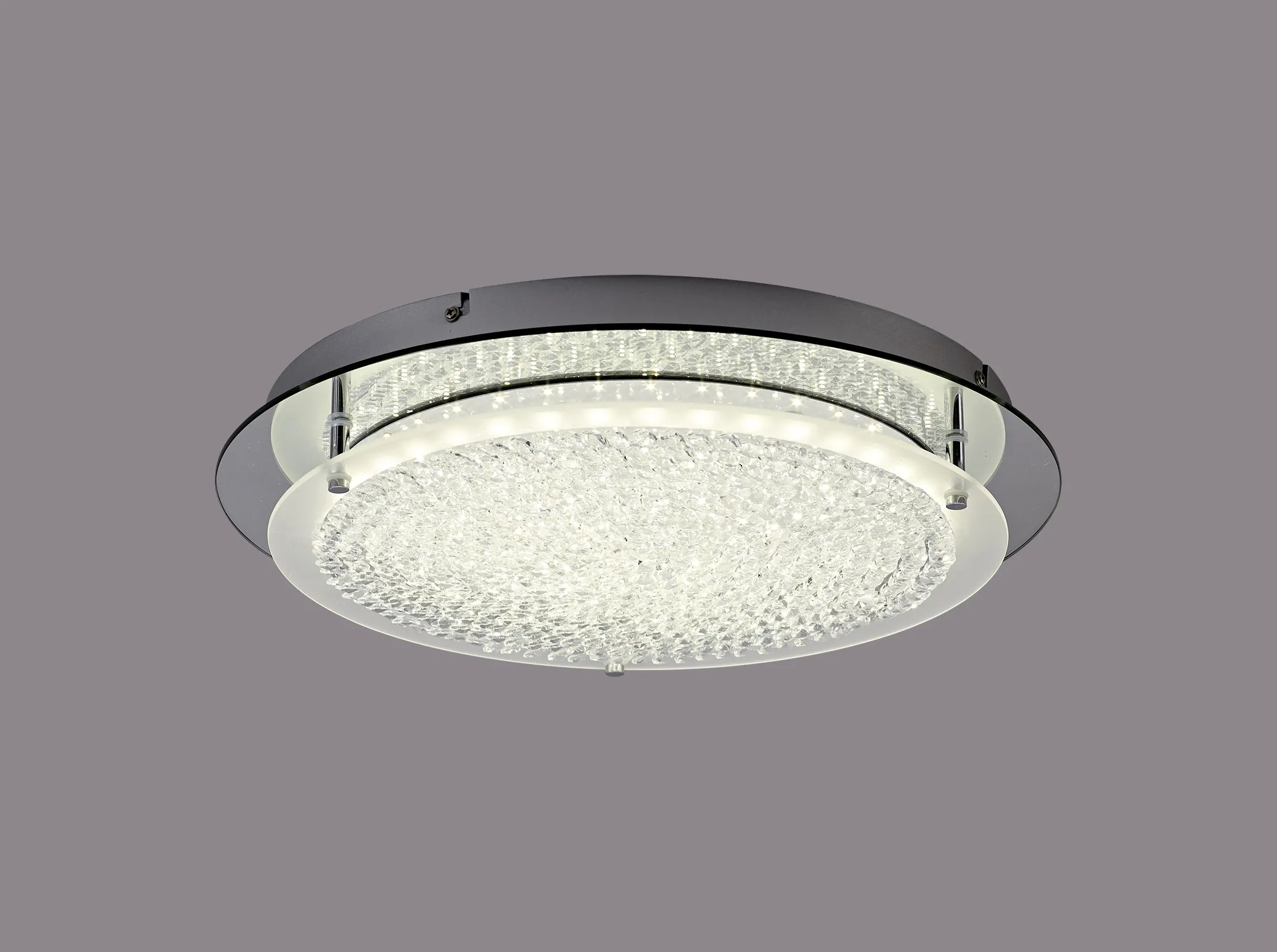 D0751 Gino Deco Gino Round Crystal 21W LED Flush Ceiling Light Silver ...