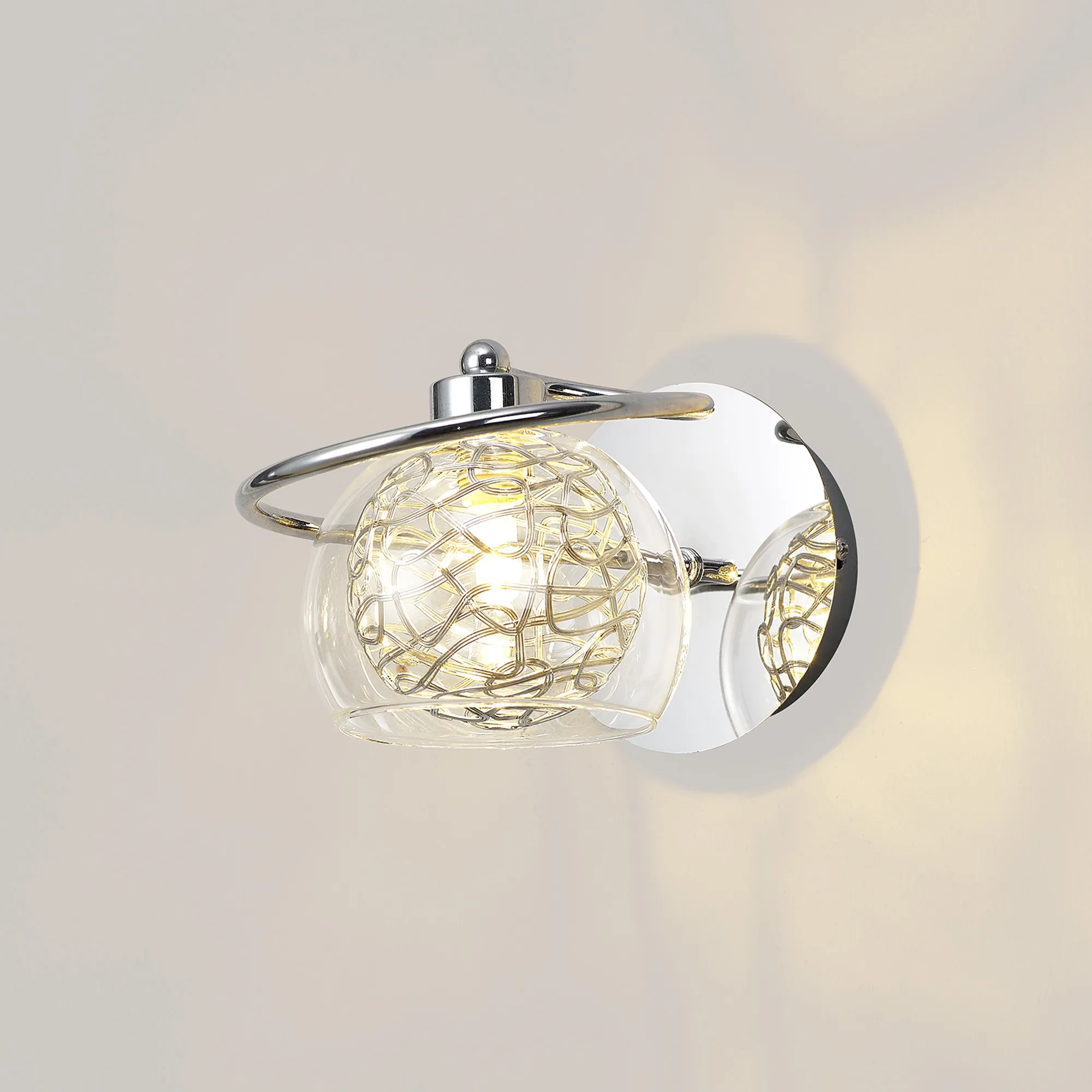 D0838 Talia Deco Talia Glass Wall Lamp 1 Light Polished Chrome ...