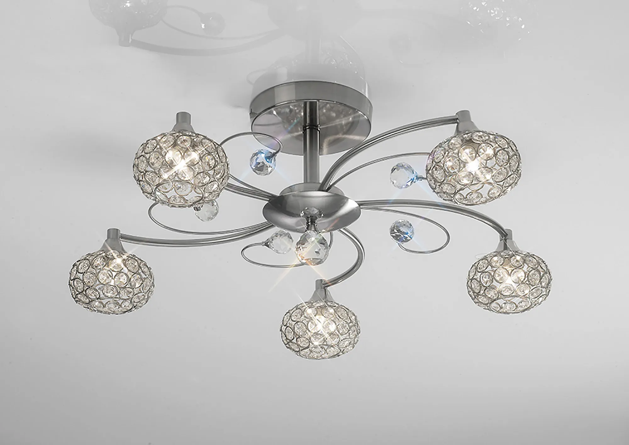 IL30935 Cara Satin Nickel Diyas Cara Crystal Ceiling 5 Light Satin ...