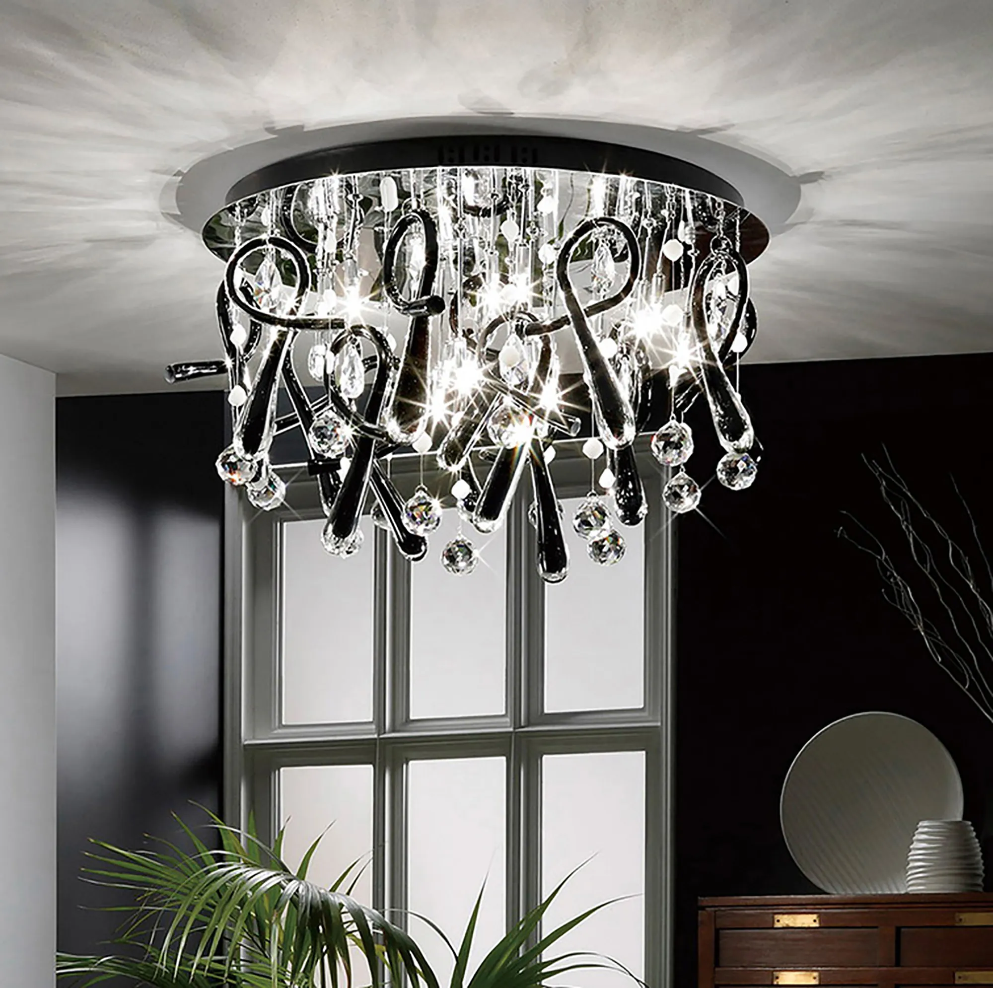 IL50385 Class Diyas Class Crystal Flush Ceiling 20 Light - Inspired ...