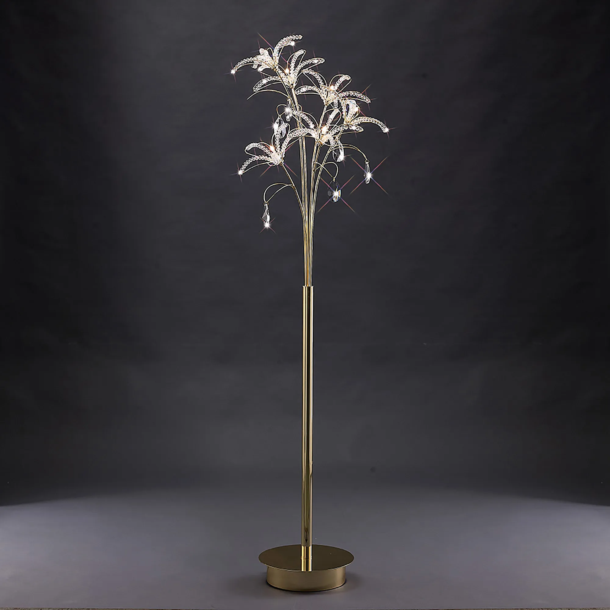 IL30893 Kenzo Diyas Kenzo Crystal 160cm Floor Lamp 6 Light French Gold ...
