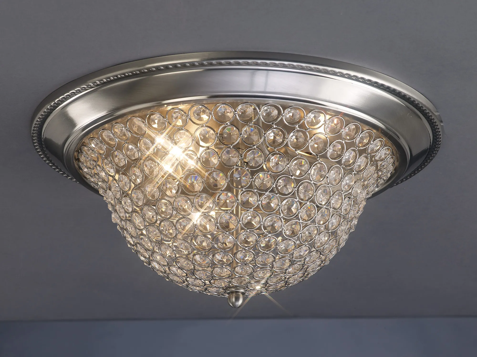 IL31135 Paloma Diyas Paloma Crystal Flush Ceiling 3 Light Satin Nickel ...