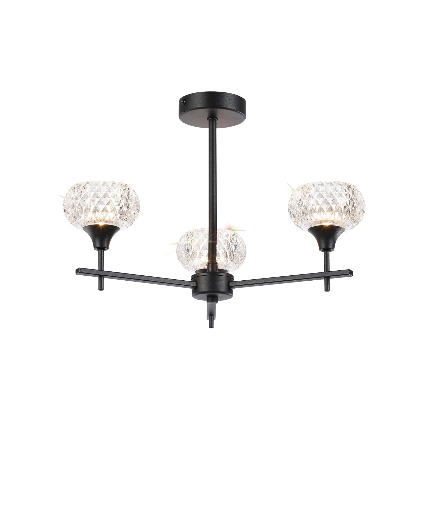 D0846BL Aria Deco Aria Glass Fixed Pendant 3 Light IP44 Satin Black ...