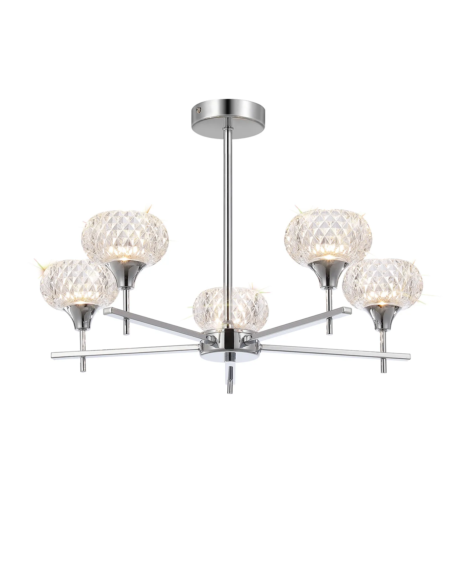 D0847CH Aria Deco Aria Glass Fixed Pendant 5 Light IP44 Polished Chrome ...