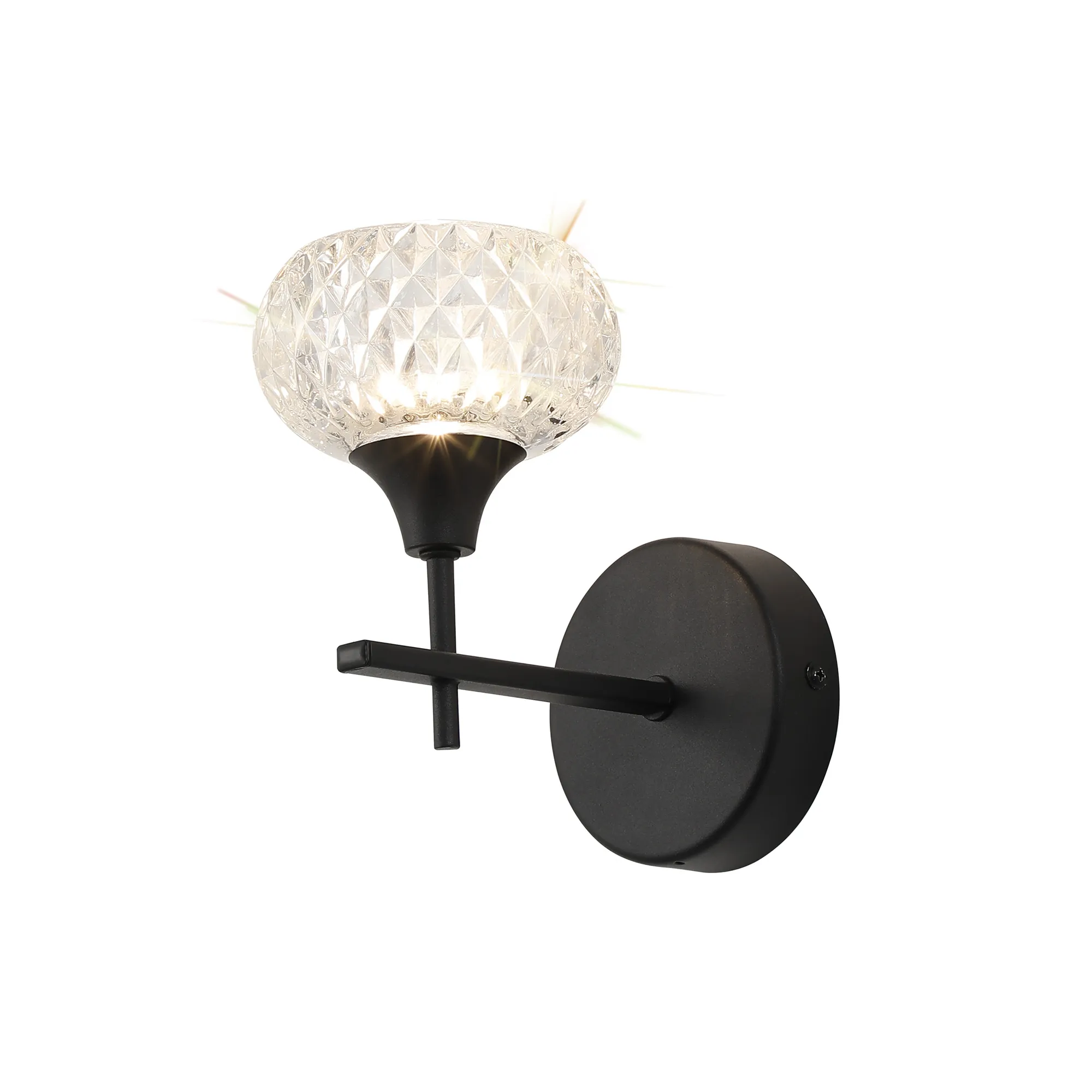 D0848BL Aria Deco Aria Glass Wall Lamp 1 Light IP44 Satin Black ...