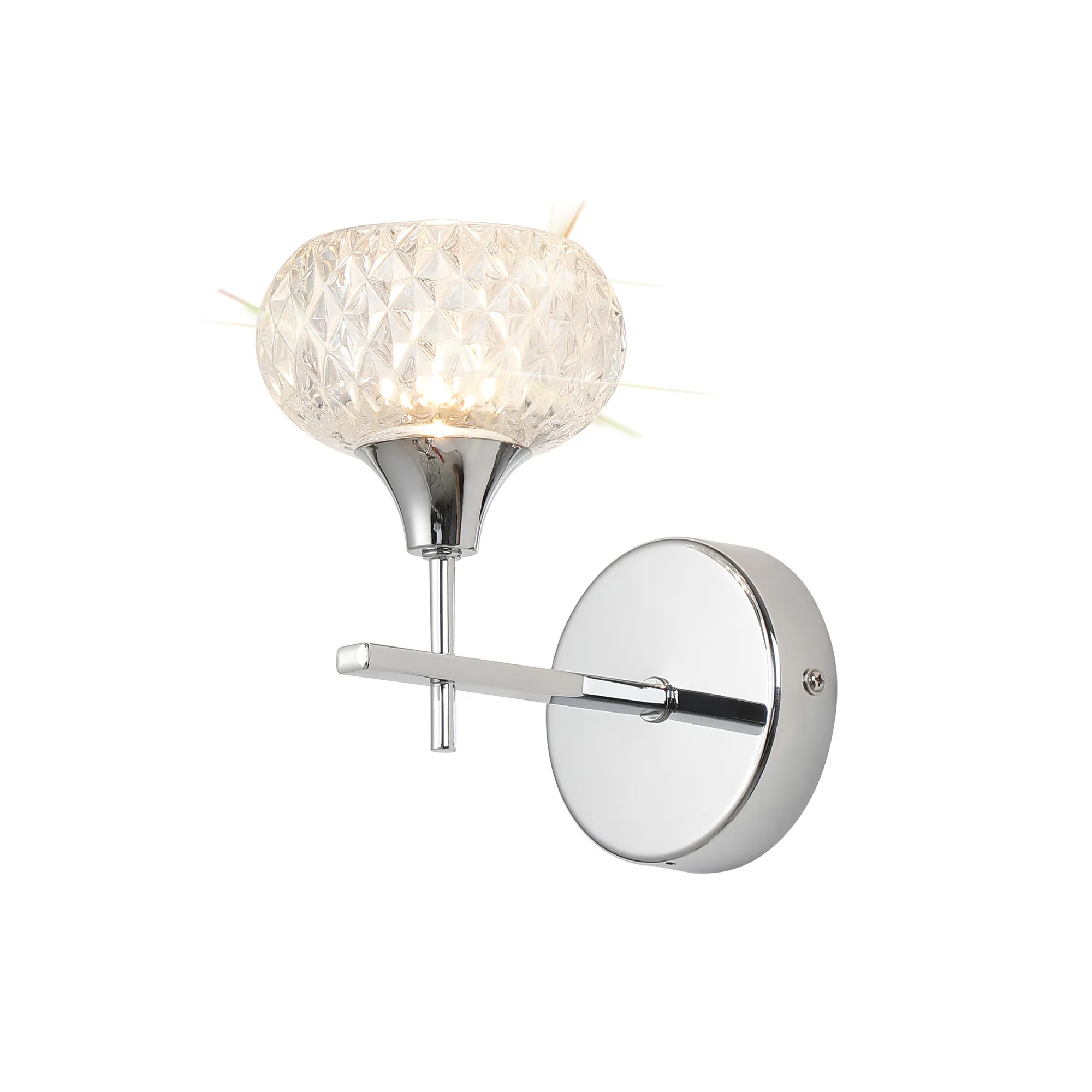 D0848CH Aria Deco Aria Glass Wall Lamp 1 Light IP44 Polished Chrome ...