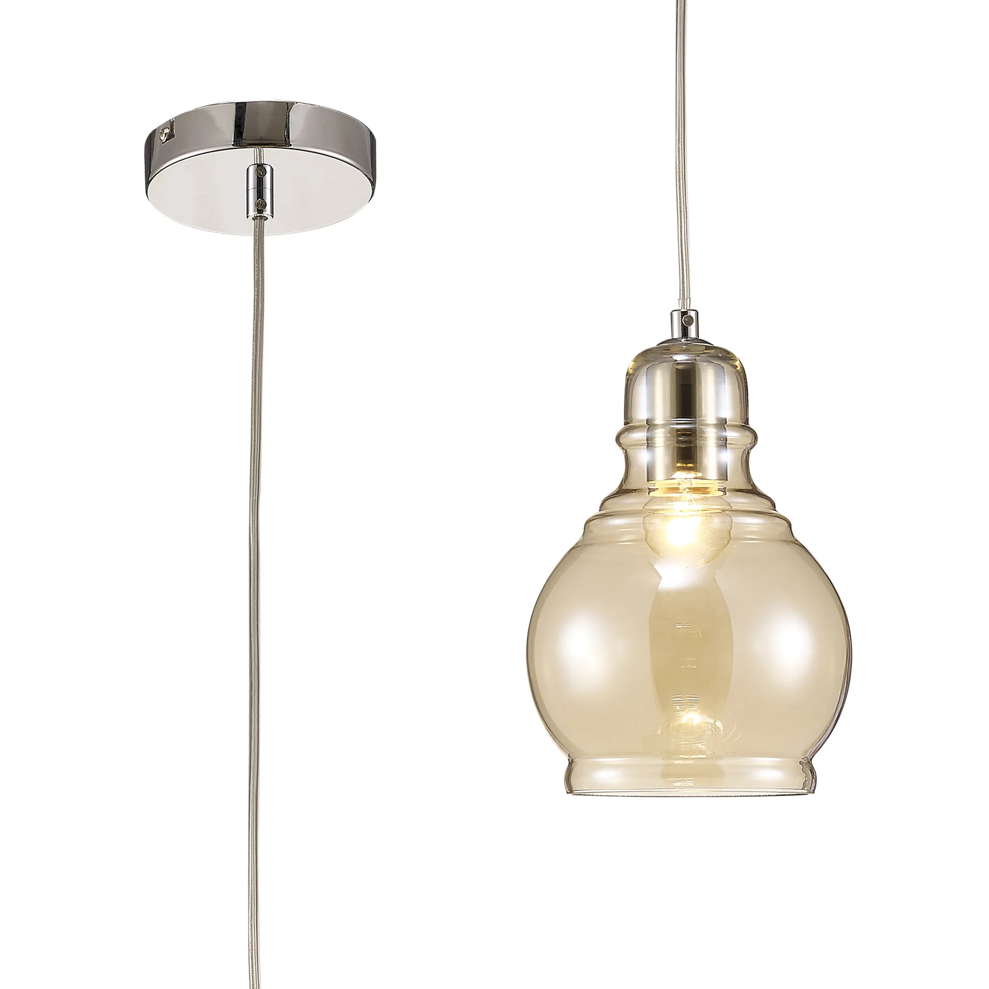 D0097 Ariel Deco Ariel 16cm Cognac Glass Pendant 1 Light Polished ...