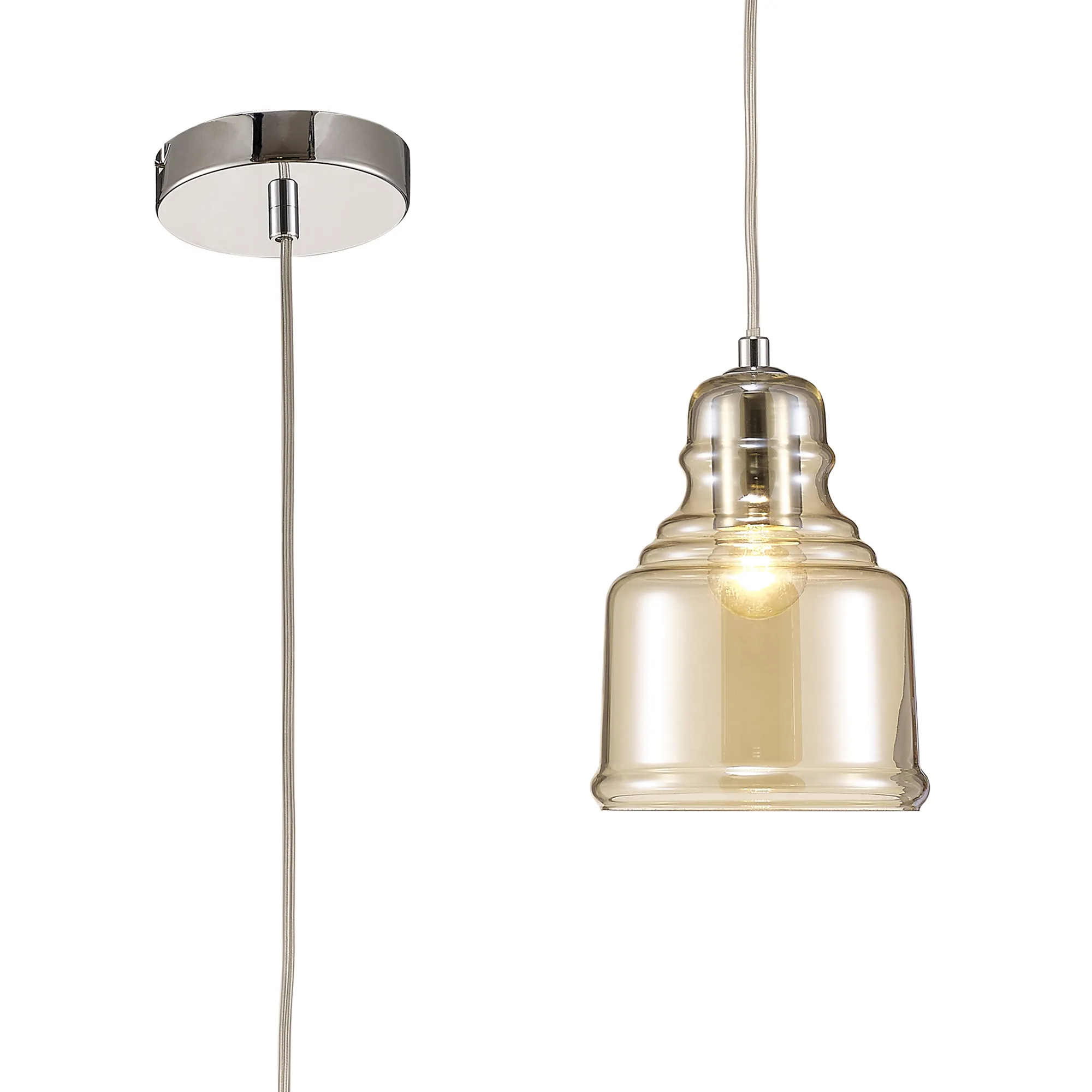 D0101 Ariel Deco Ariel Bell Cognac Glass Pendant 1 Light Polished ...
