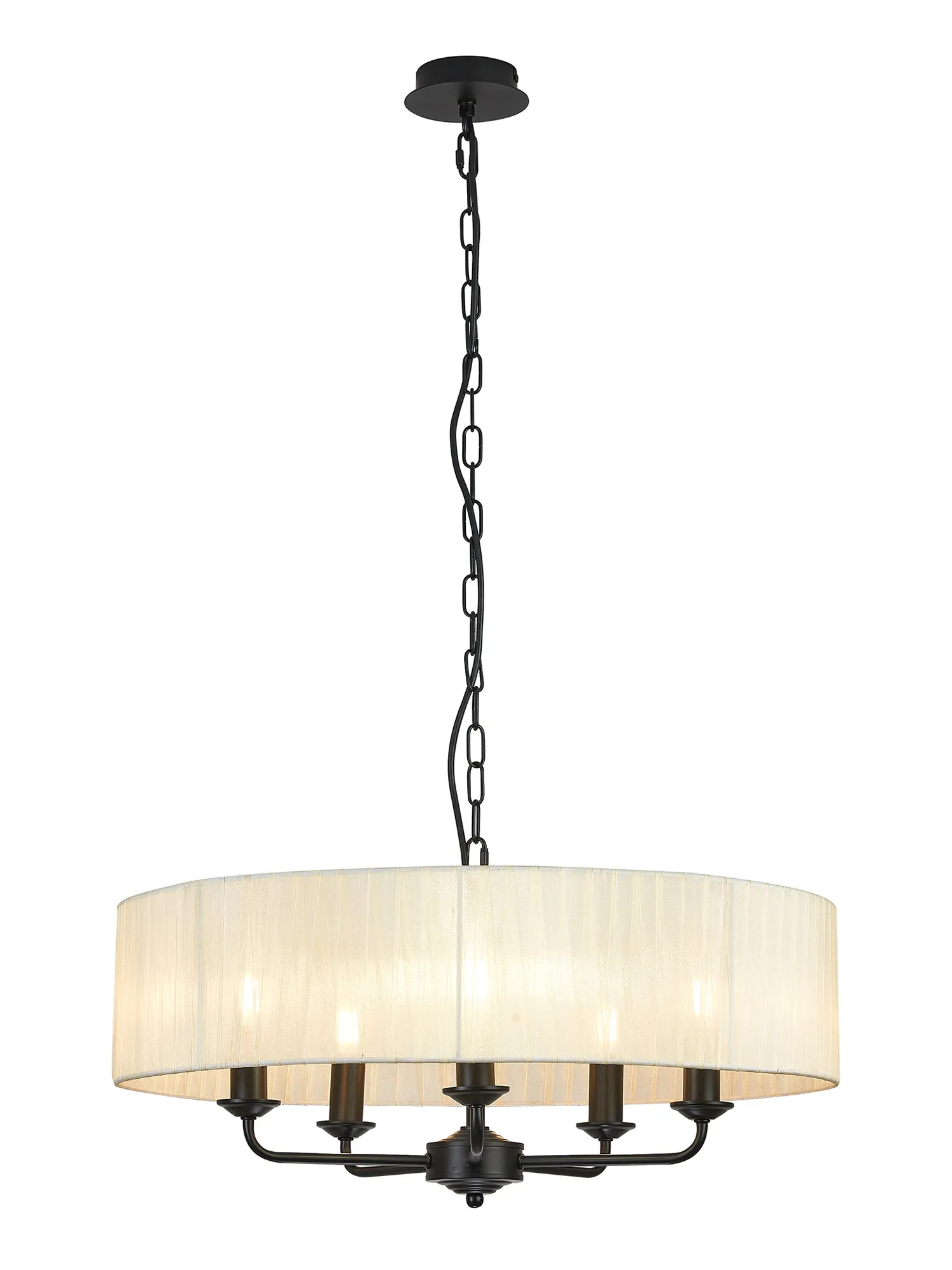 DK1026 Banyan MB CR Deco Banyan 60cm 3 Light Pendant Matt Black, Cream ...