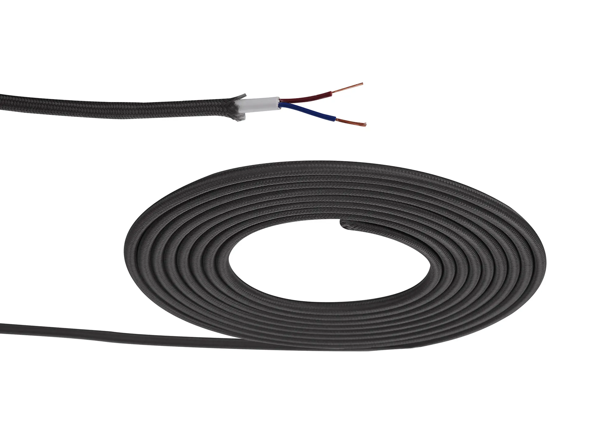 D0241 Cavo Deco Cavo 1m Black Braided Twisted 2 Core 0.75mm Cable ...