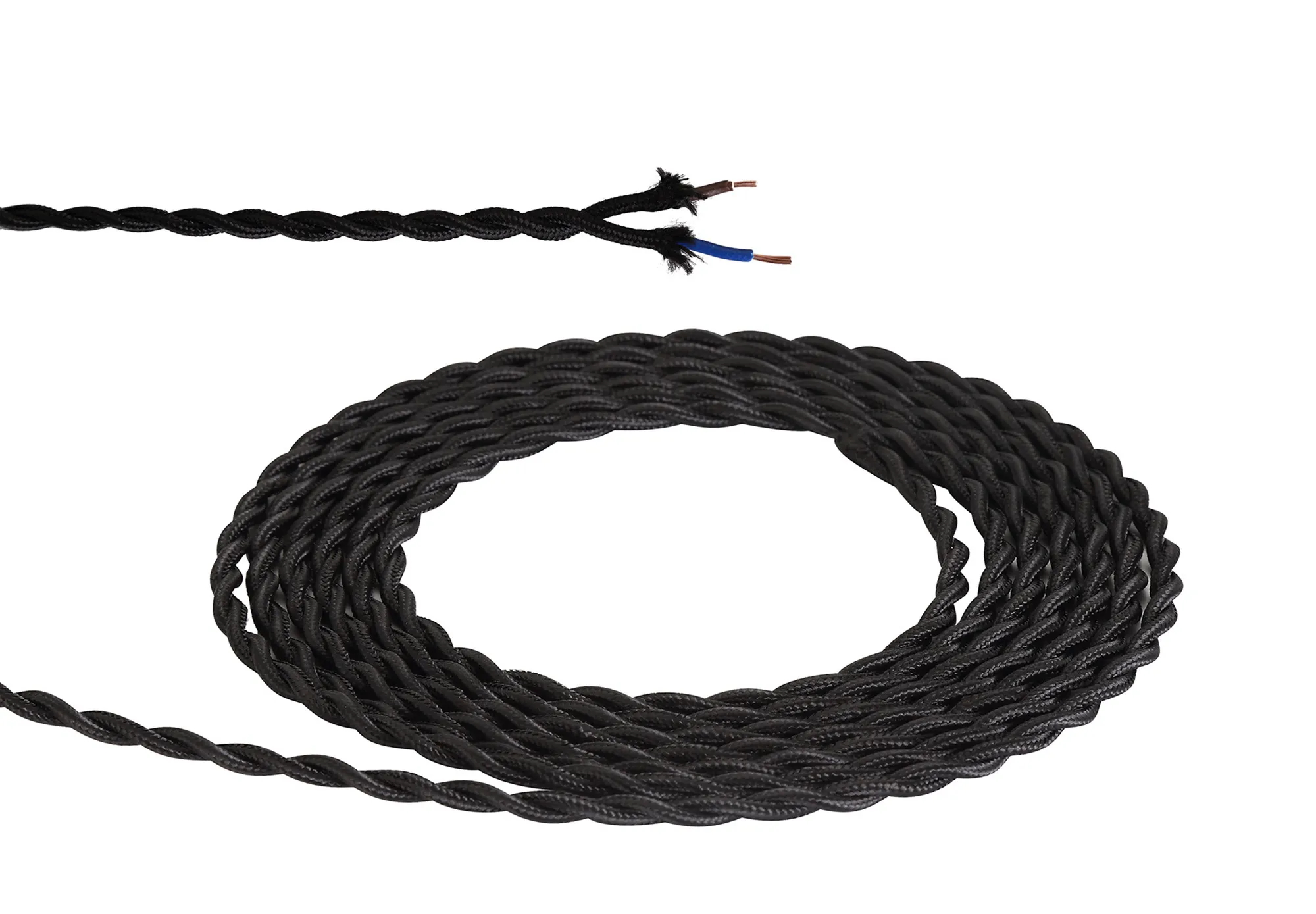 D0241 Cavo Deco Cavo 1m Black Braided Twisted 2 Core 0.75mm Cable ...
