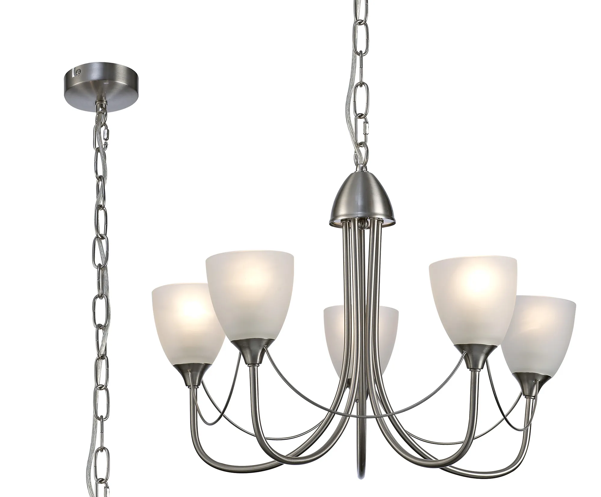 D0236 Cooper Deco Cooper Pendant/Semi Flush 5 Light Satin Nickel, Opal ...