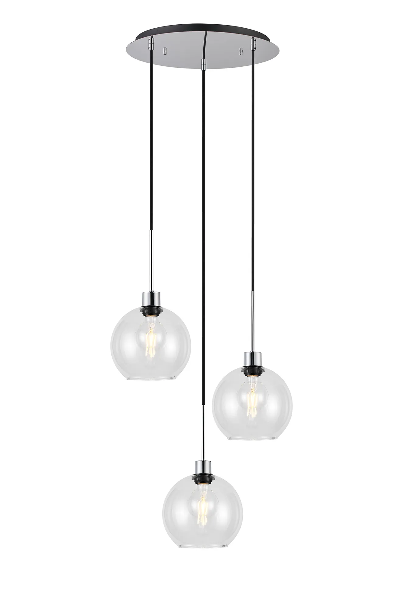 DK1272 Lori Polished Chrome Deco Lori 40cm Round Pendant, 3 Light ...