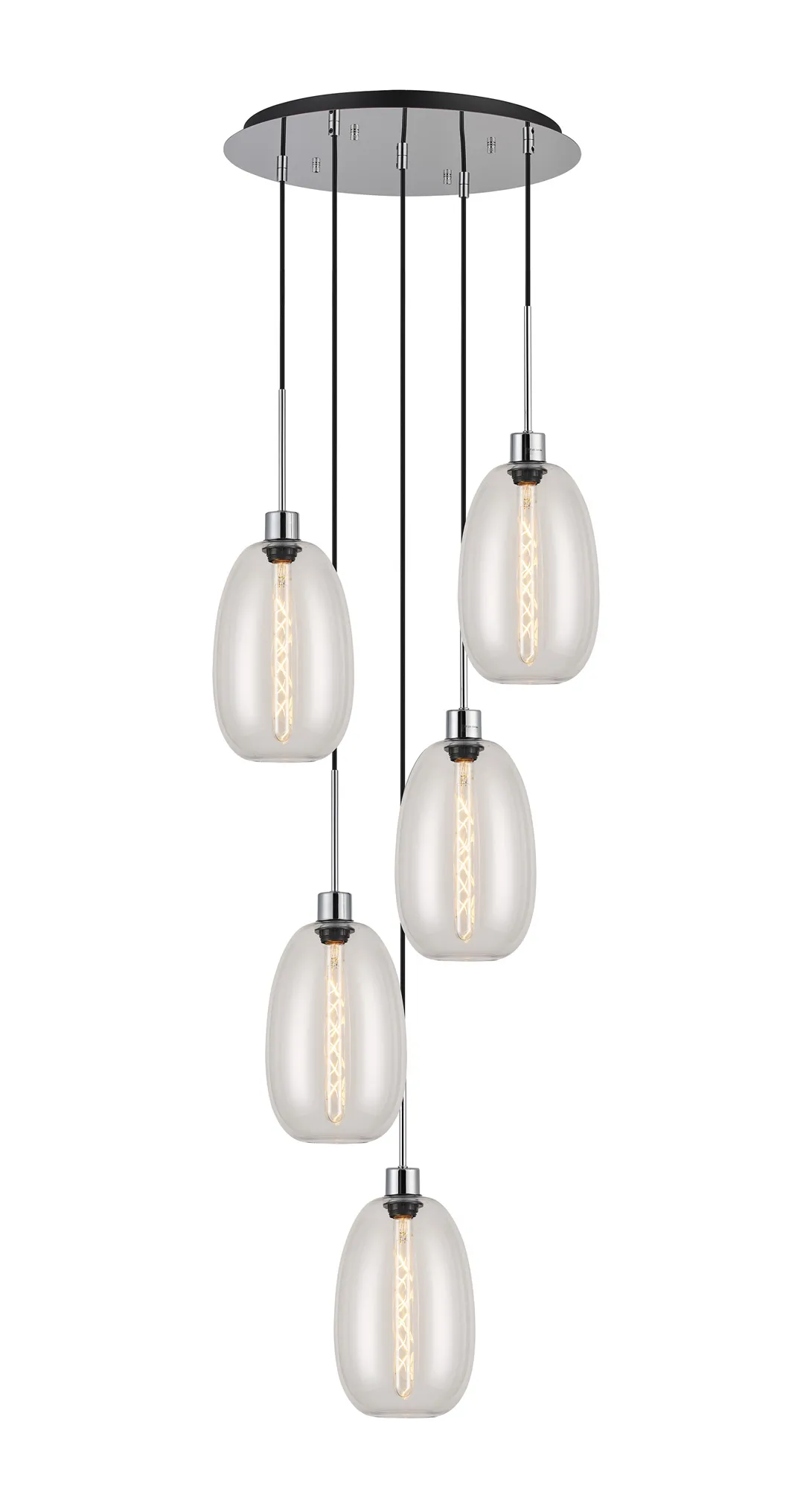 DK1283 Lori Polished Chrome Deco Lori 45cm Round Pendant, 5 Light ...