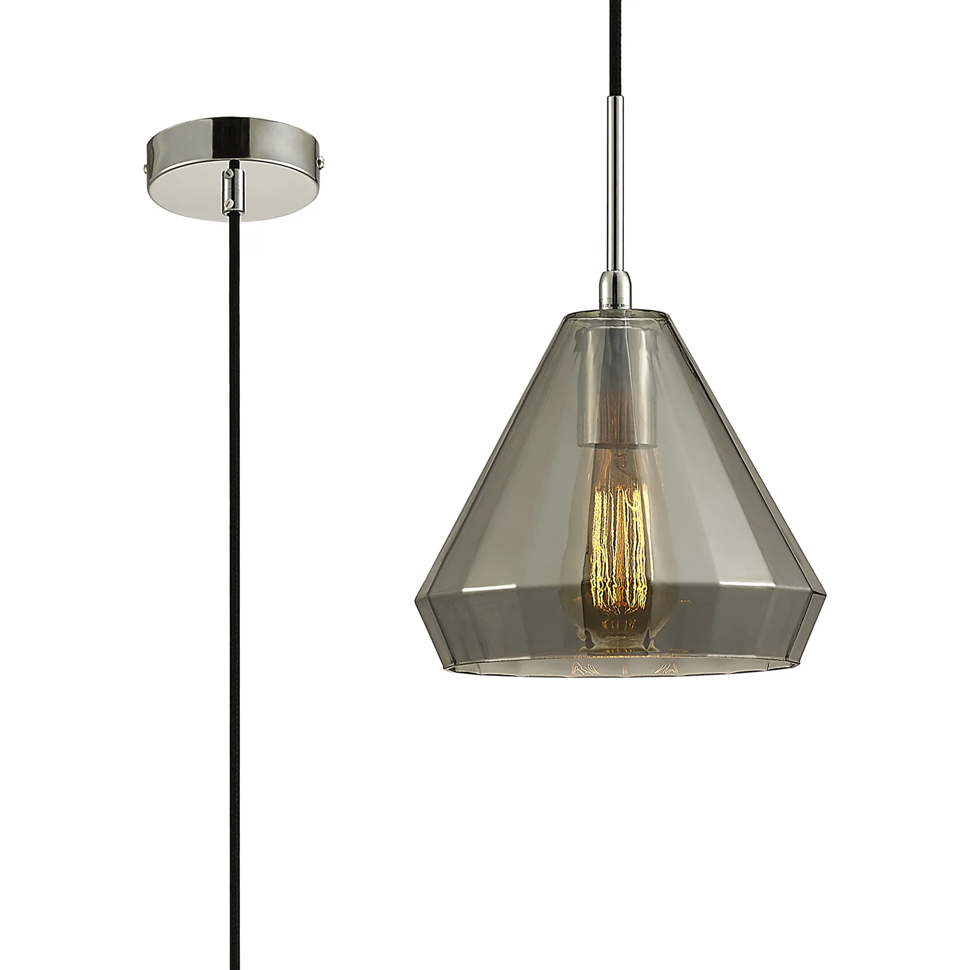 D0109 Markus Deco Markus Glass Pendant 1 Light Smoke Medium Cone ...