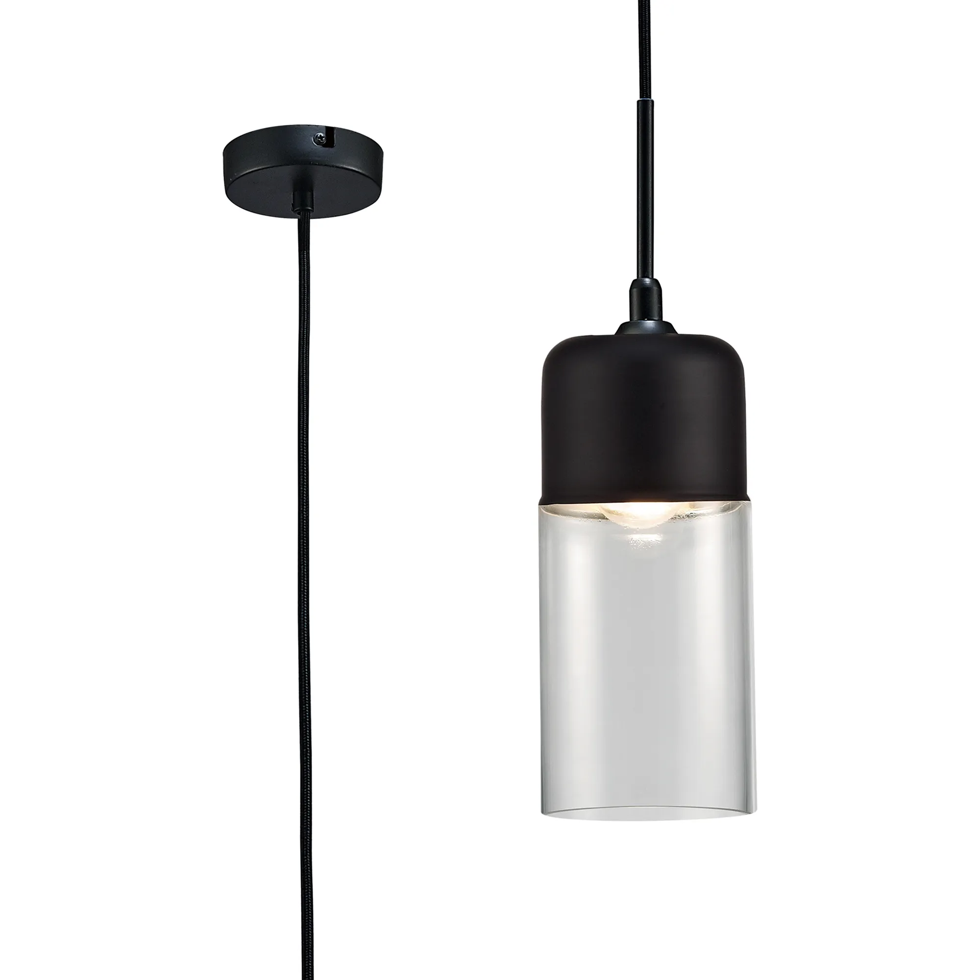 D0112 Mia Deco Mia Glass Pendant 1 Light Black - Inspired Lighting Ltd.