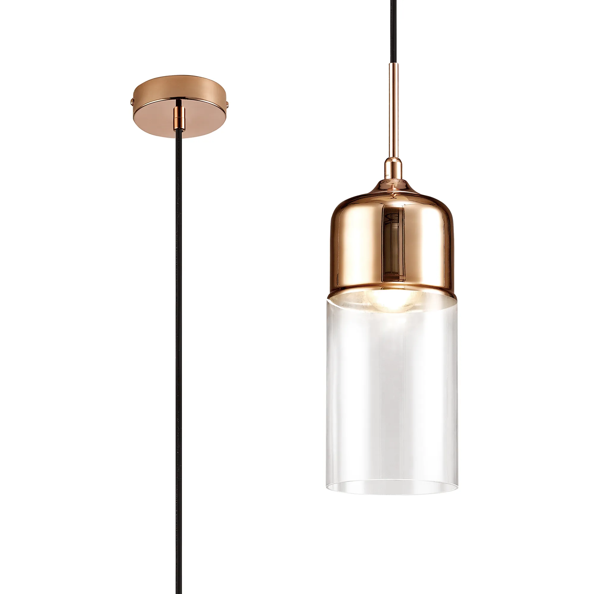 D0114 Mia Deco Mia Glass Pendant 1 Light Copper - Inspired Lighting Ltd.