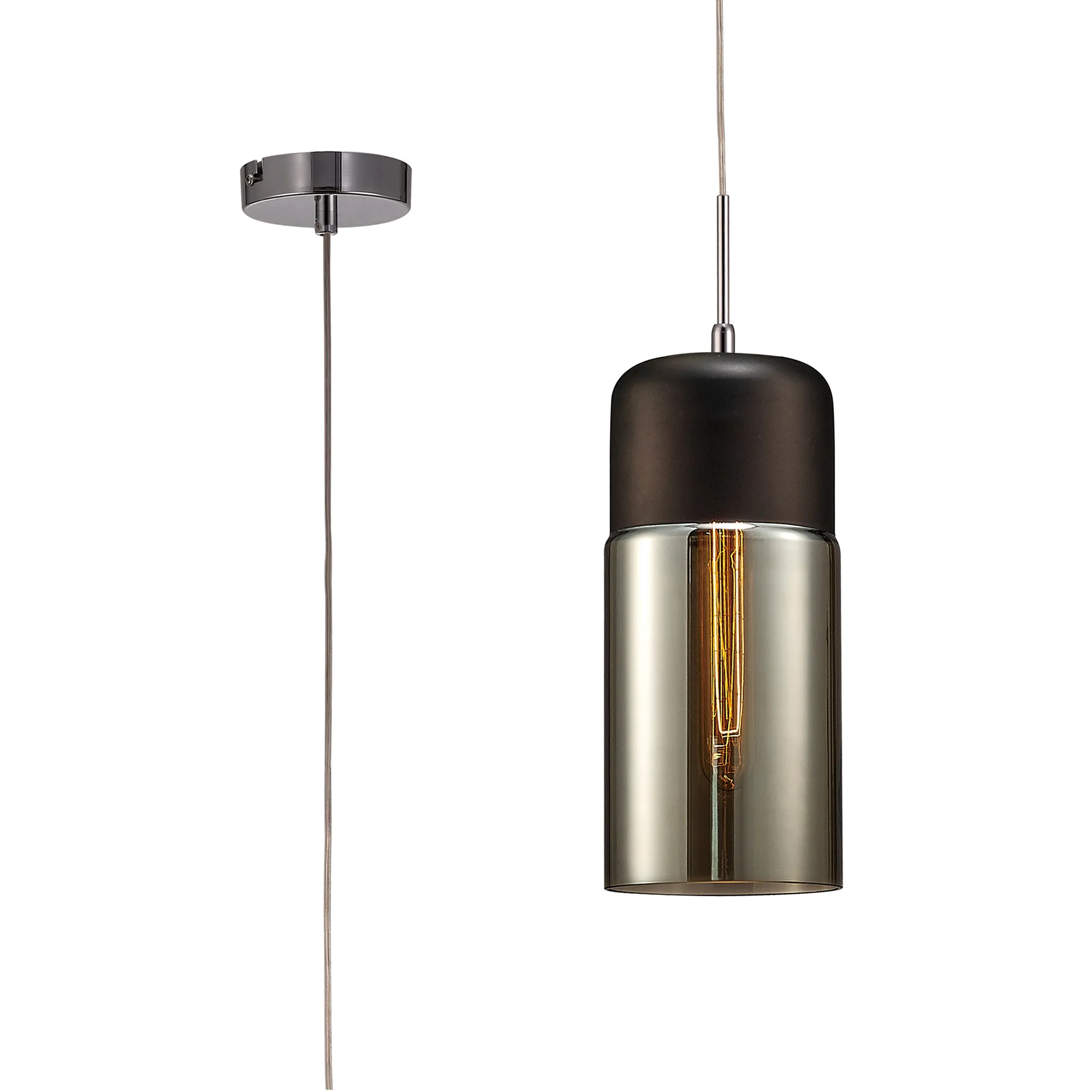 D0115 Mia Deco Mia Smoke Glass Pendant 1 Light Black - Inspired ...