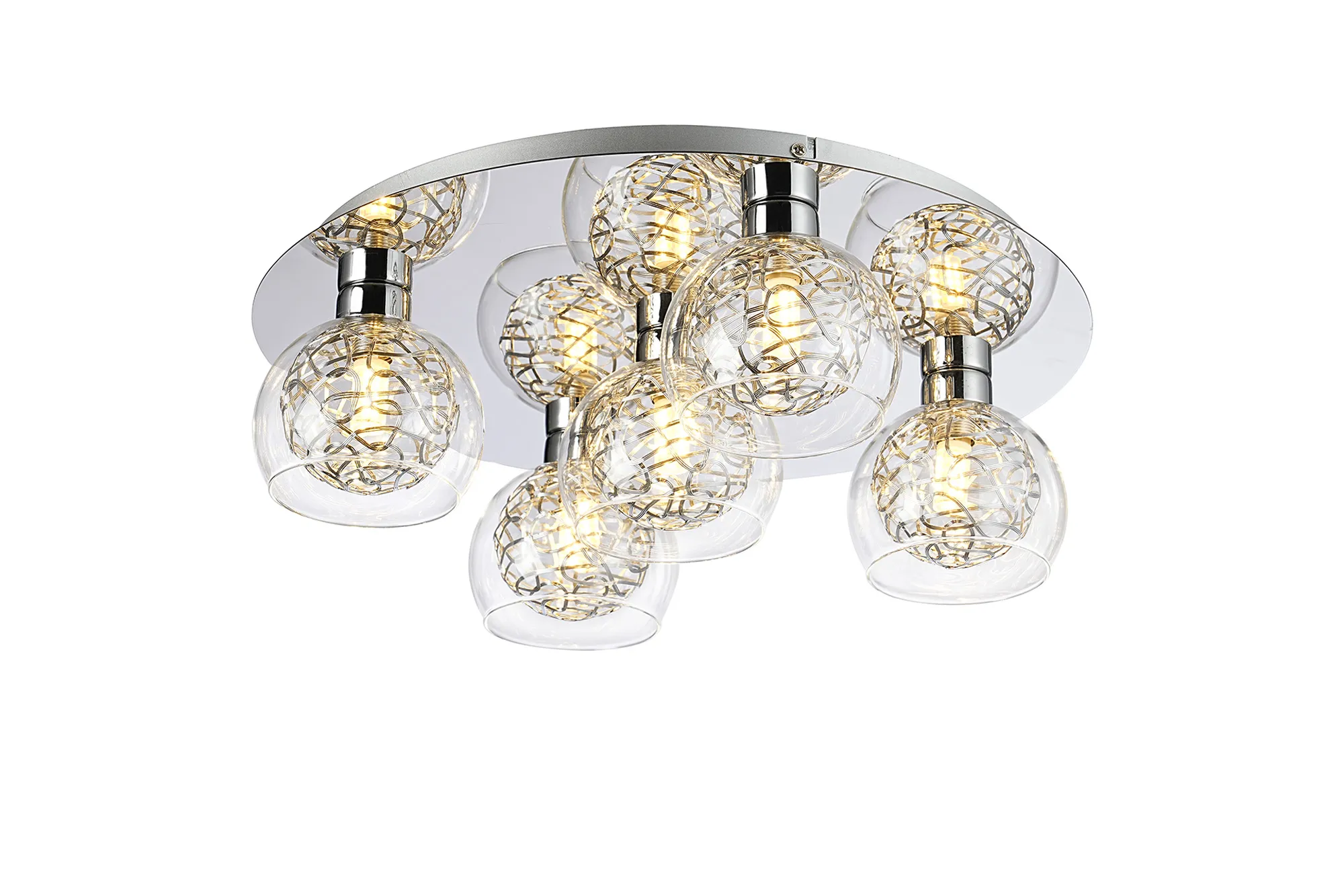 D0836 Talia Deco Talia Glass Semi Ceiling 5 Light Polished Chrome ...