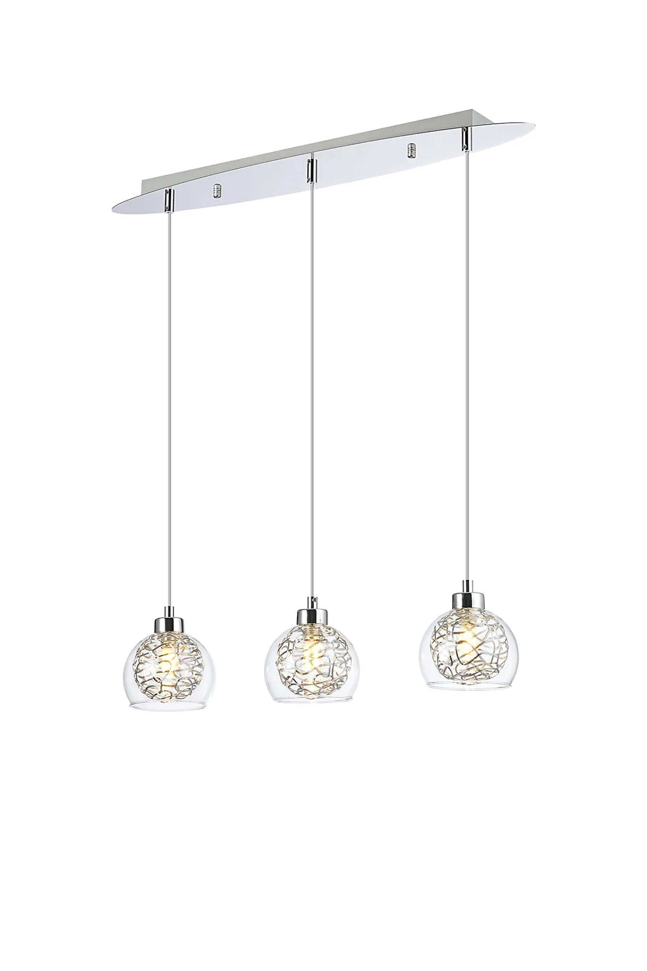 D0769 Talia Deco Talia Glass Linear Pendant 3 Light Polished Chrome ...