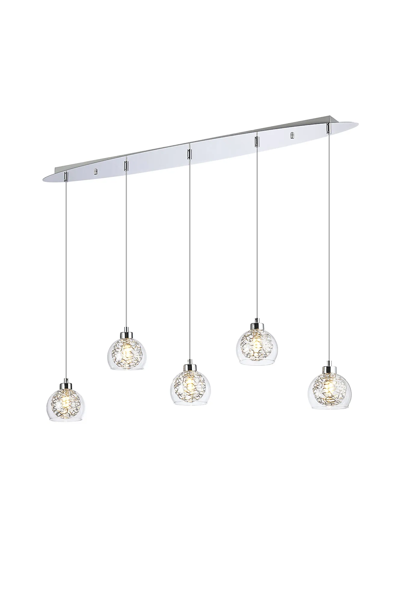 D0770 Talia Deco Talia Glass Linear Pendant 5 Light Polished Chrome ...