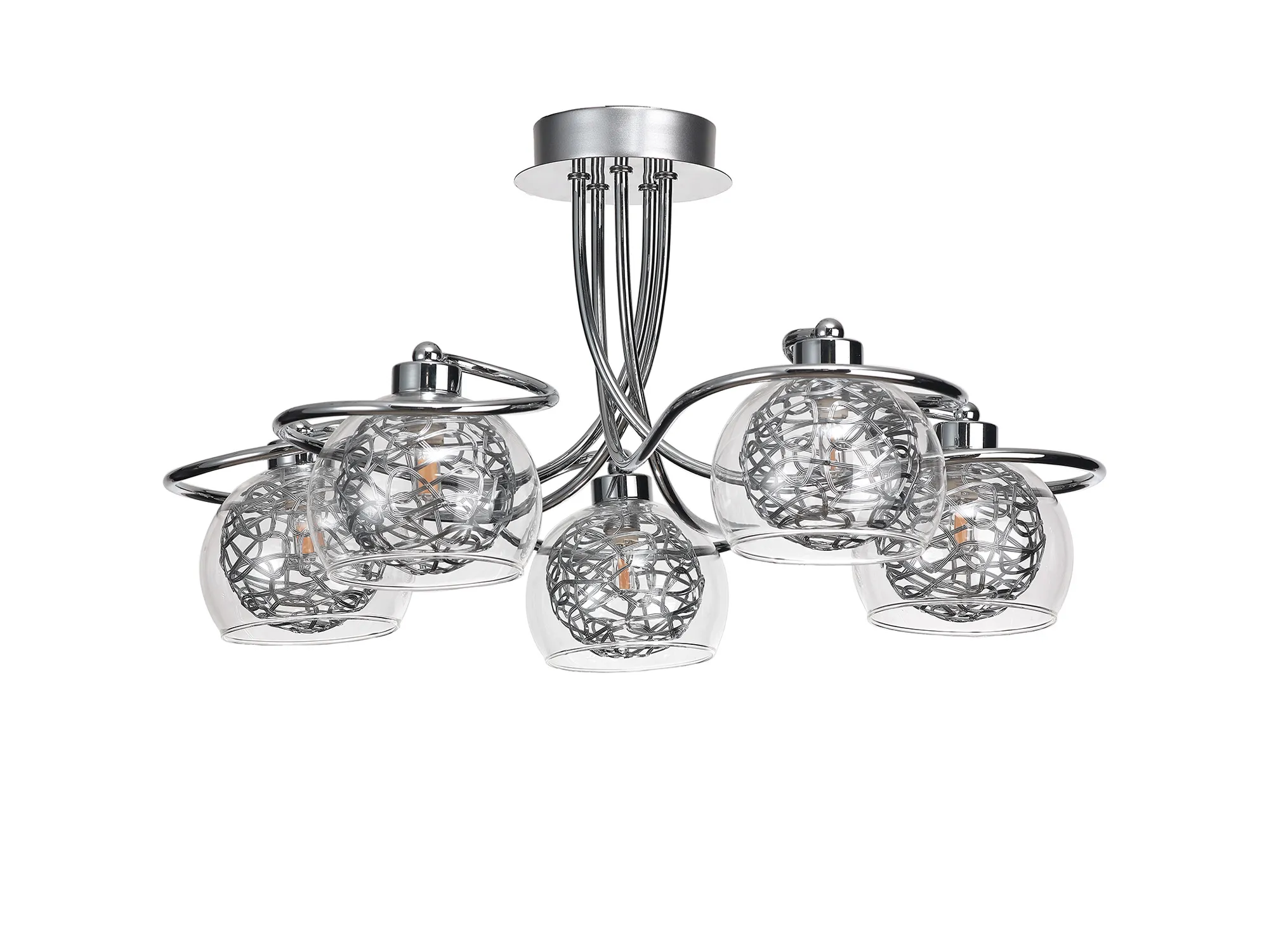 D0836 Talia Deco Talia Glass Semi Ceiling 5 Light Polished Chrome ...