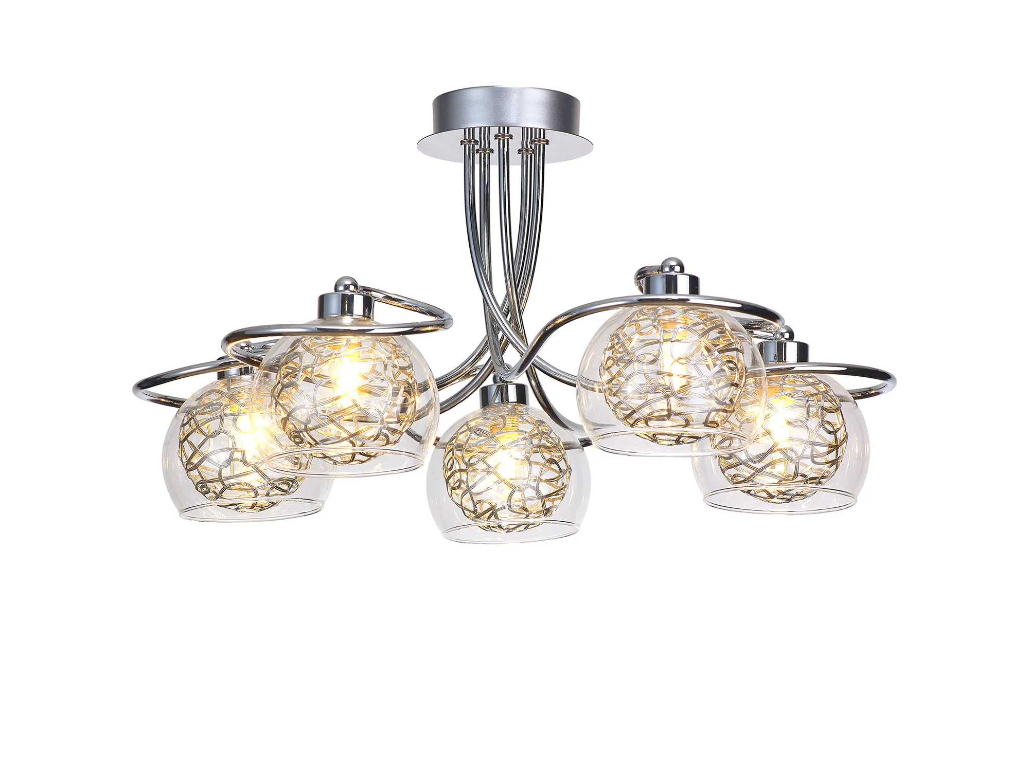D0836 Talia Deco Talia Glass Semi Ceiling 5 Light Polished Chrome ...