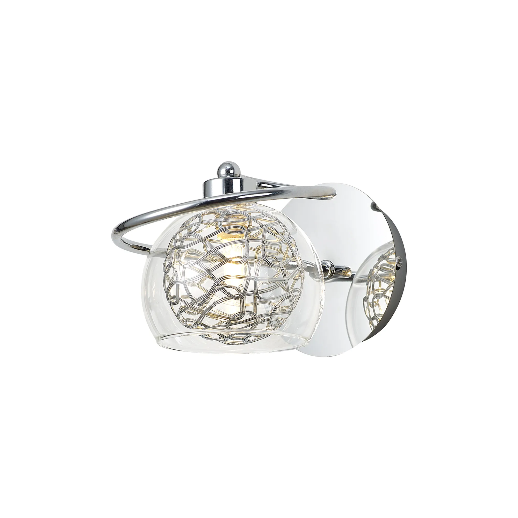 D0838 Talia Deco Talia Glass Wall Lamp 1 Light Polished Chrome ...