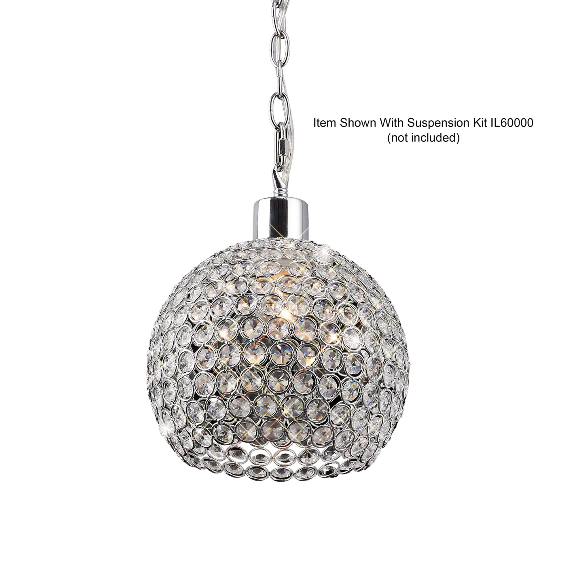 IL60007 Kudo Polished Chrome Diyas Kudo Crystal Ball Non-Electric SHADE ...