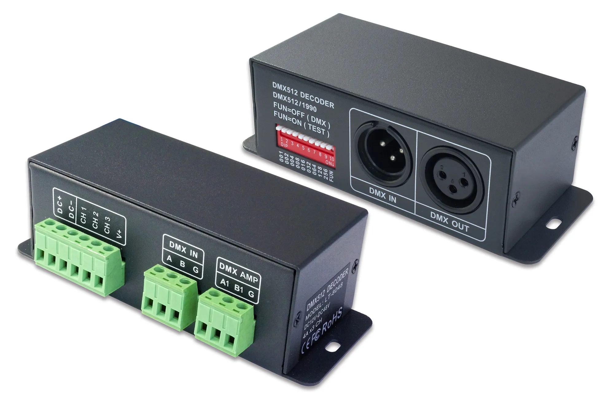 8048 DMX Controller LTECH 3 Channel CV DMX Decoder 12/24/36/48V DC ...