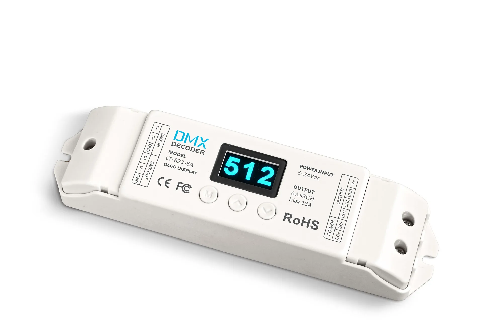 823-6A DMX Controller LTECH 3 Channel CV DMX Decoder 5-24VDC - Inspired ...
