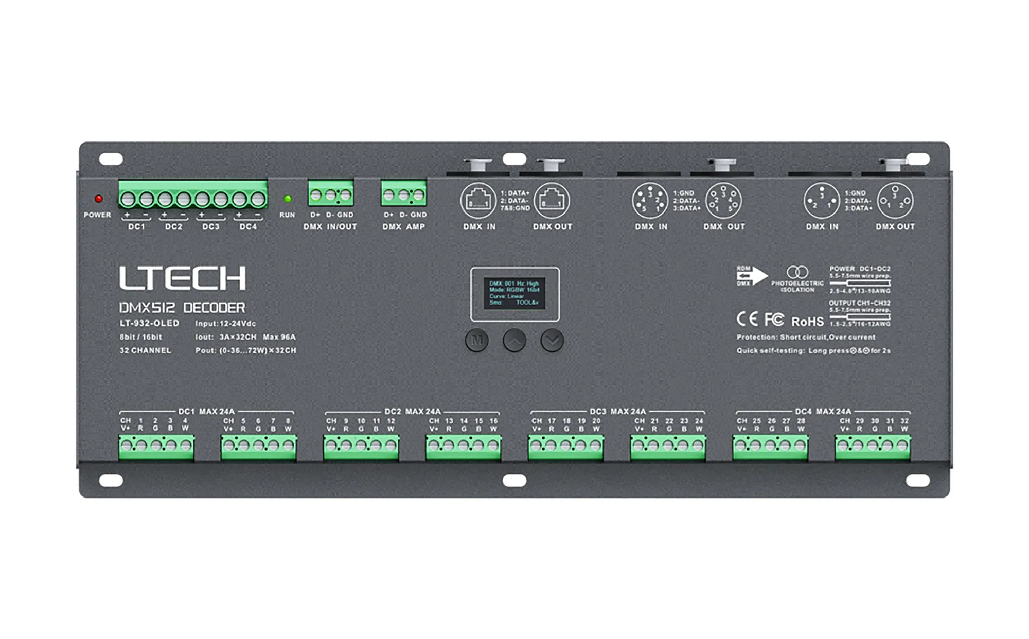 932-OLED DMX LTECH 12-24VDC 96A (3A x 32CH) - Inspired Lighting Ltd.