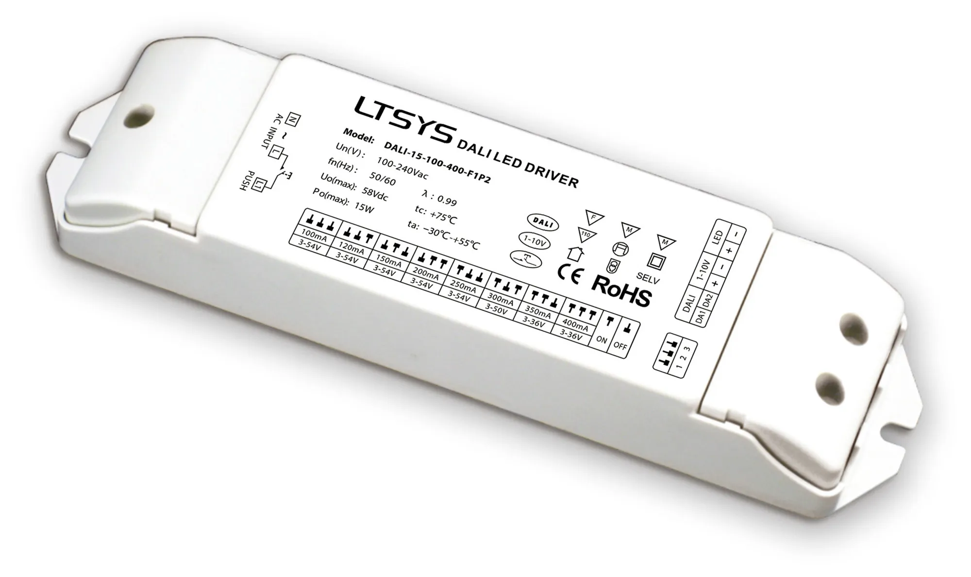 DALI-15-100-400-F1P2 Dali Constant Current LTECH DALI, Push Dim, PWM 1. ...
