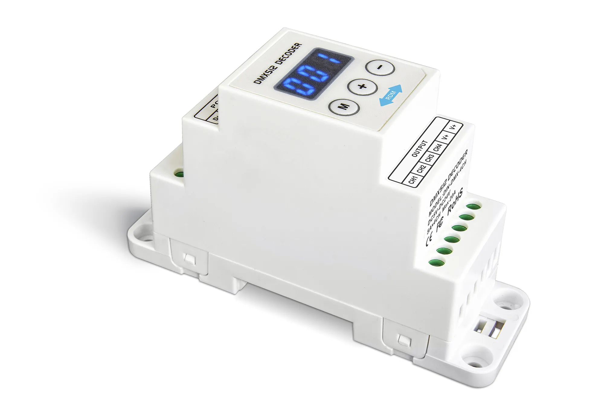 DIN-DMX-4CH DMX Controller LTECH 4 Channel CV DMX Decoder 5/12/24V DC ...