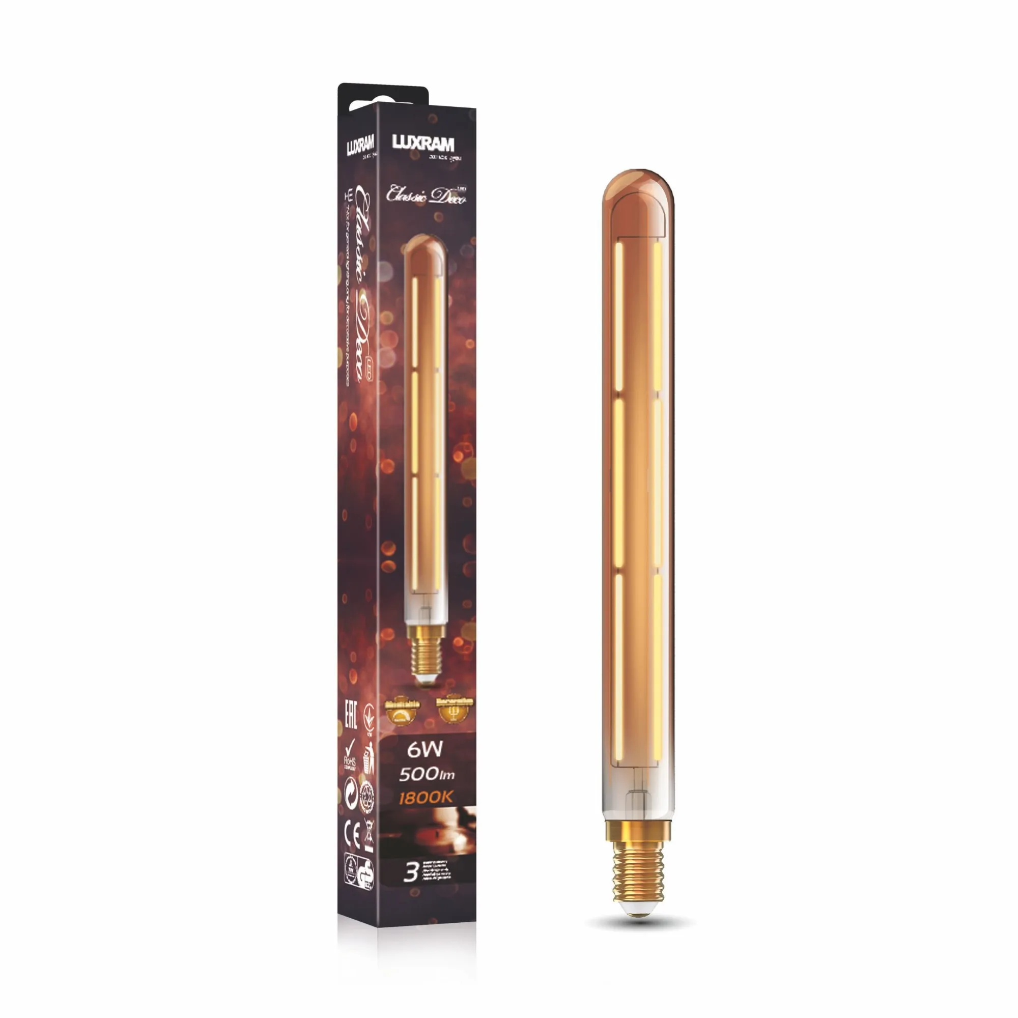 703392363 Classic Deco Luxram Classic Deco LED 280mm Tubular Line E14 ...