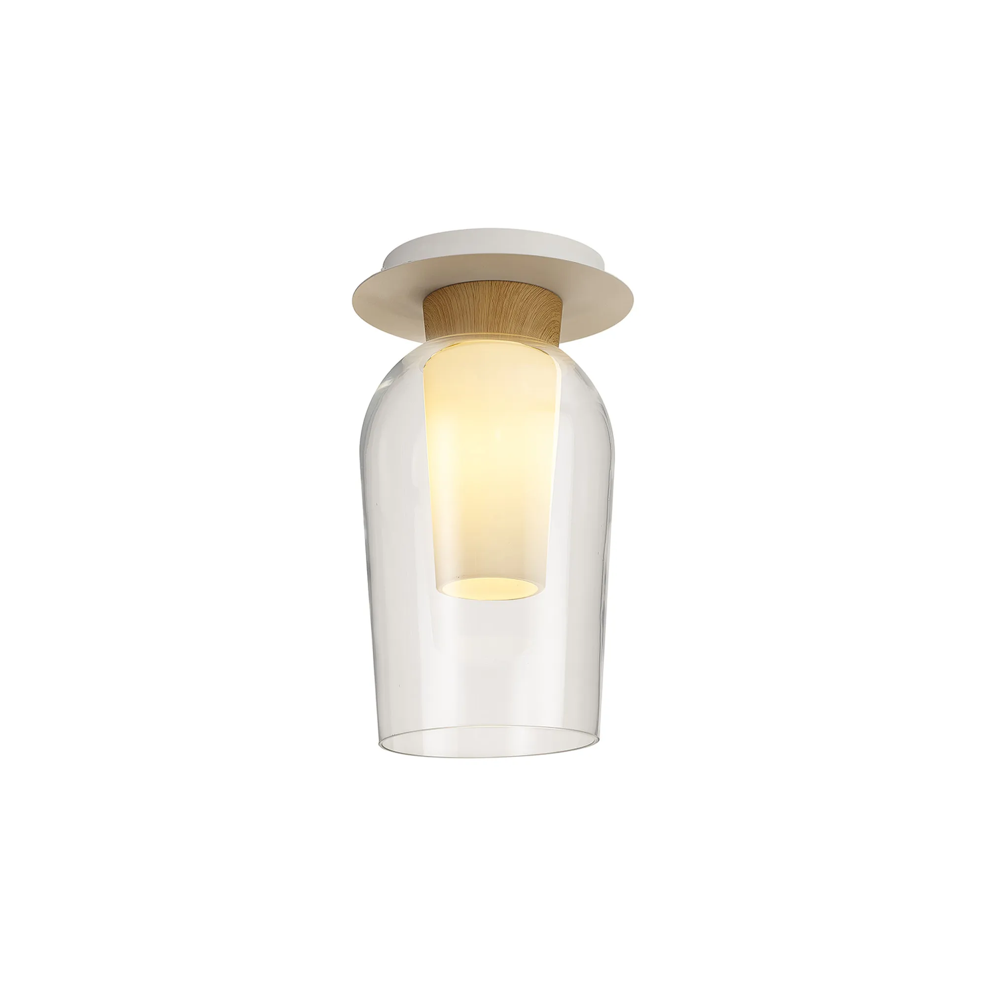M8279 Nora White Mantra Nora Semi Ceiling 1 Light E27 White/Wood ...