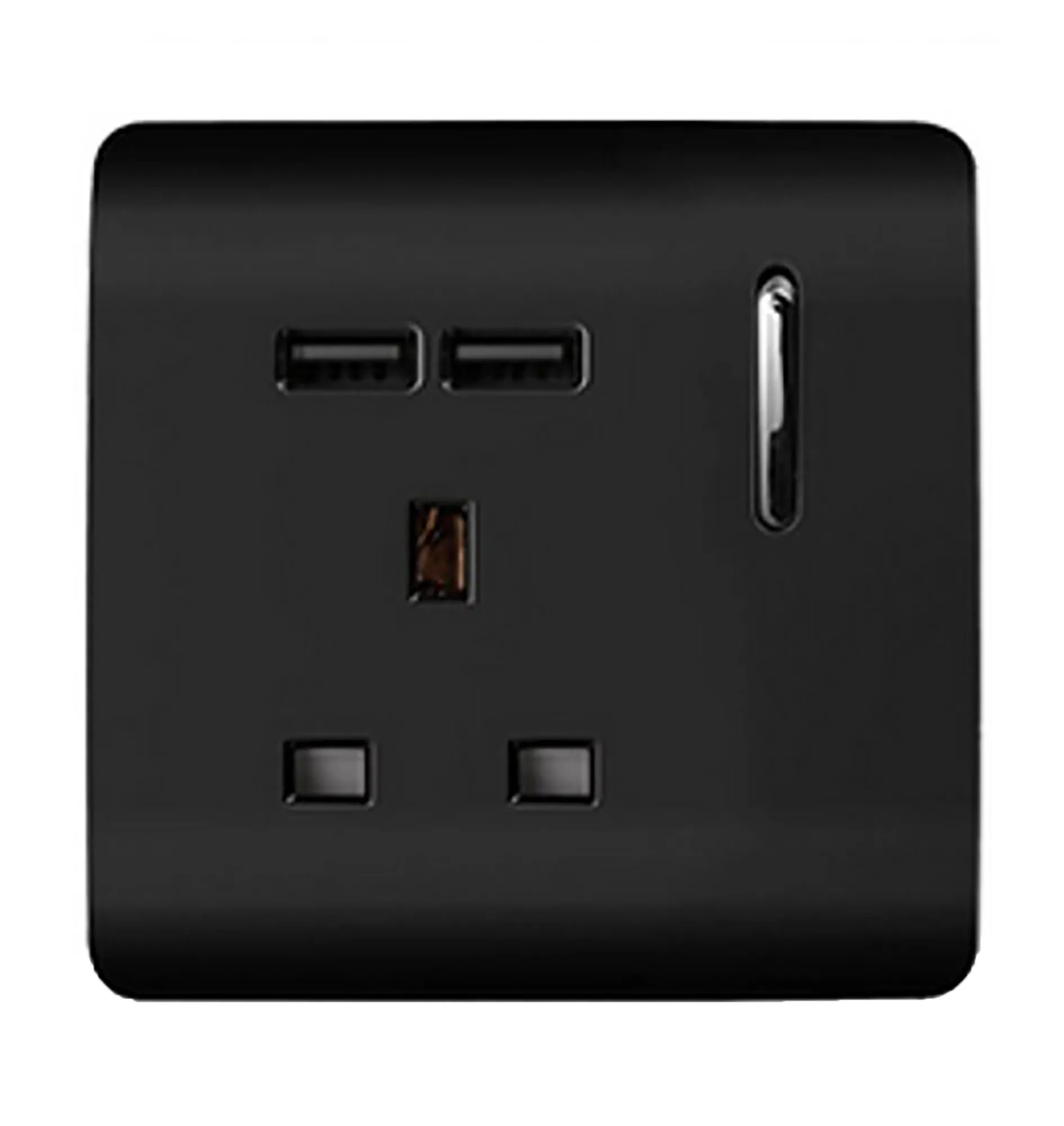 ART-SKT13USBBK Piano Black Trendi 1 Gang 13Amp Switched Single Socket ...
