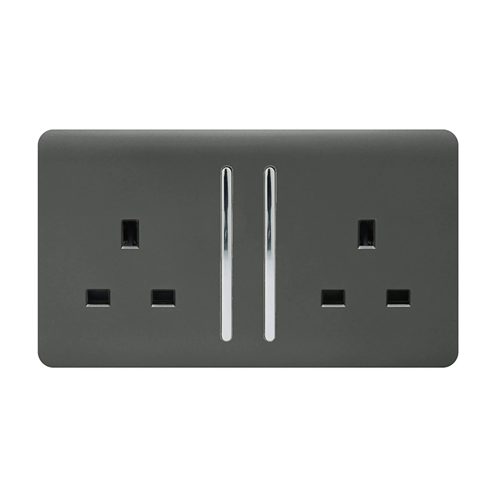 ART-SKT213LCH Charcoal Trendi 2 Gang 13Amp Long Switched Double Socket ...
