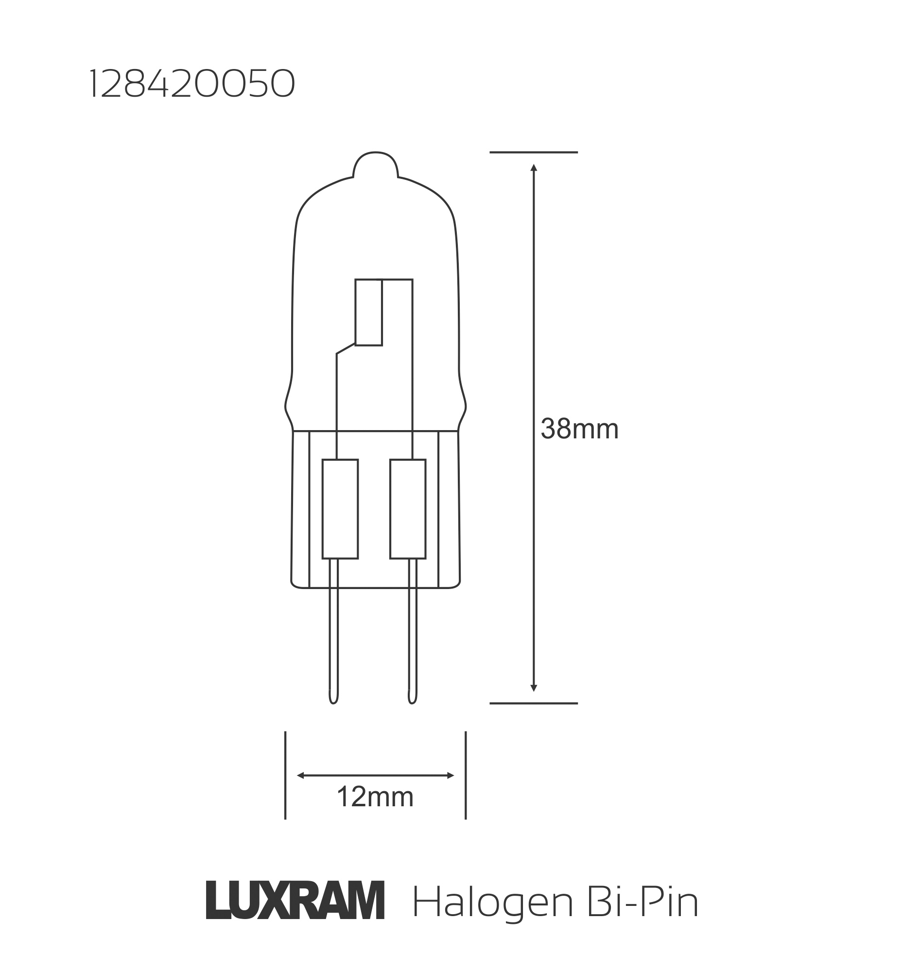 128420050 Halogen Bi-Pin Luxram Halogen Bi-Pin Supreme Clear 50W GY6.35 ...
