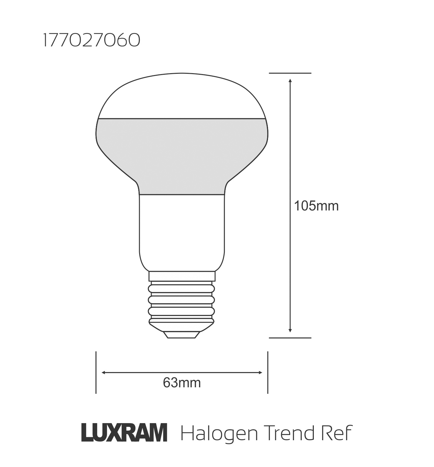177027060 Halogen Trend Ref Luxram Halogen Trend R63 E27 Frosted 60W ...