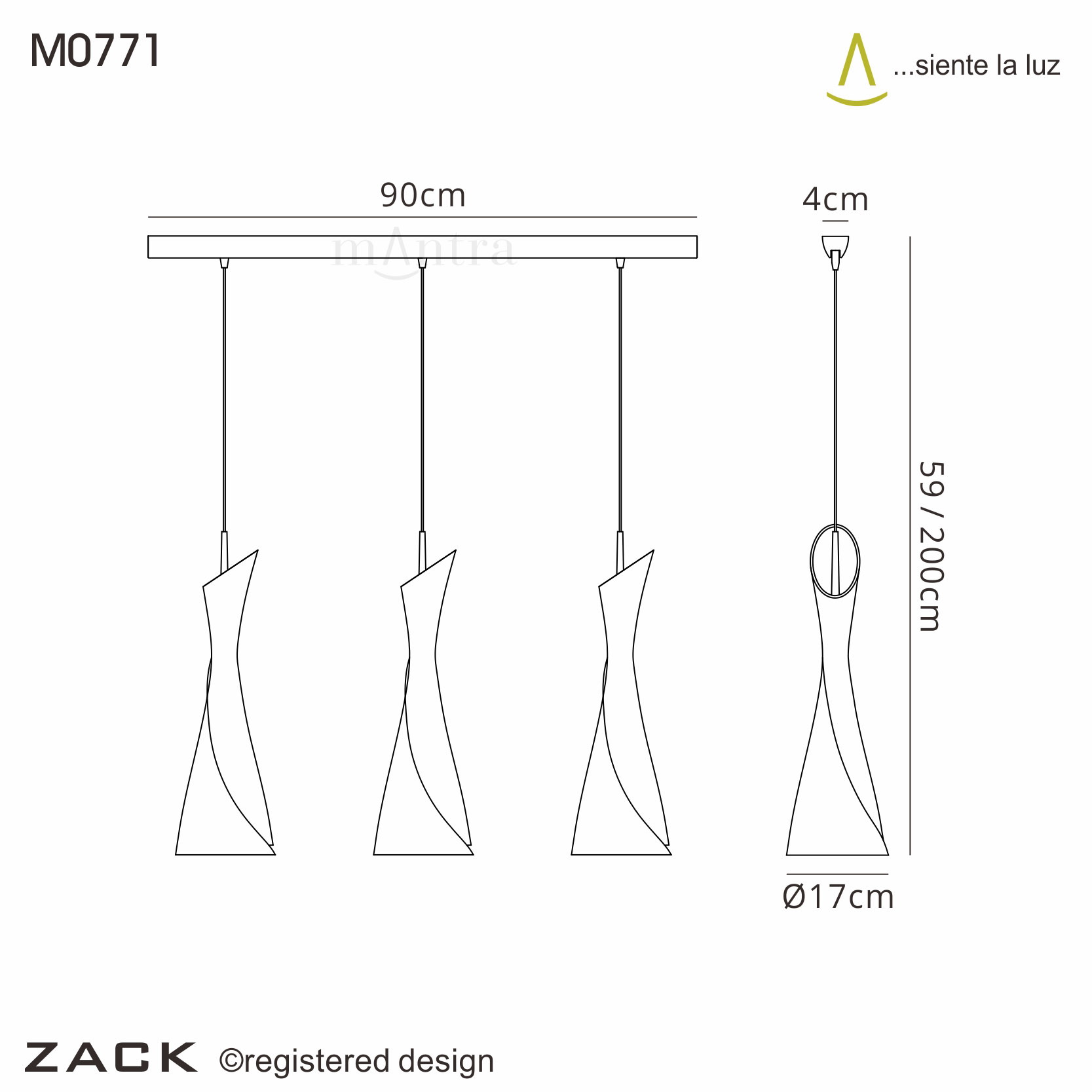 M0771 Zack Mantra Zack Glass Pendant 3 Light - Inspired Lighting Ltd.