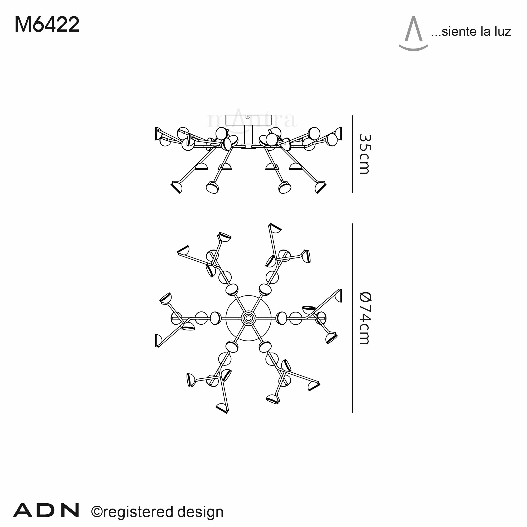 M6422 Adn Black Mantra Adn Flush Round 36 Light 100W LED Black ...