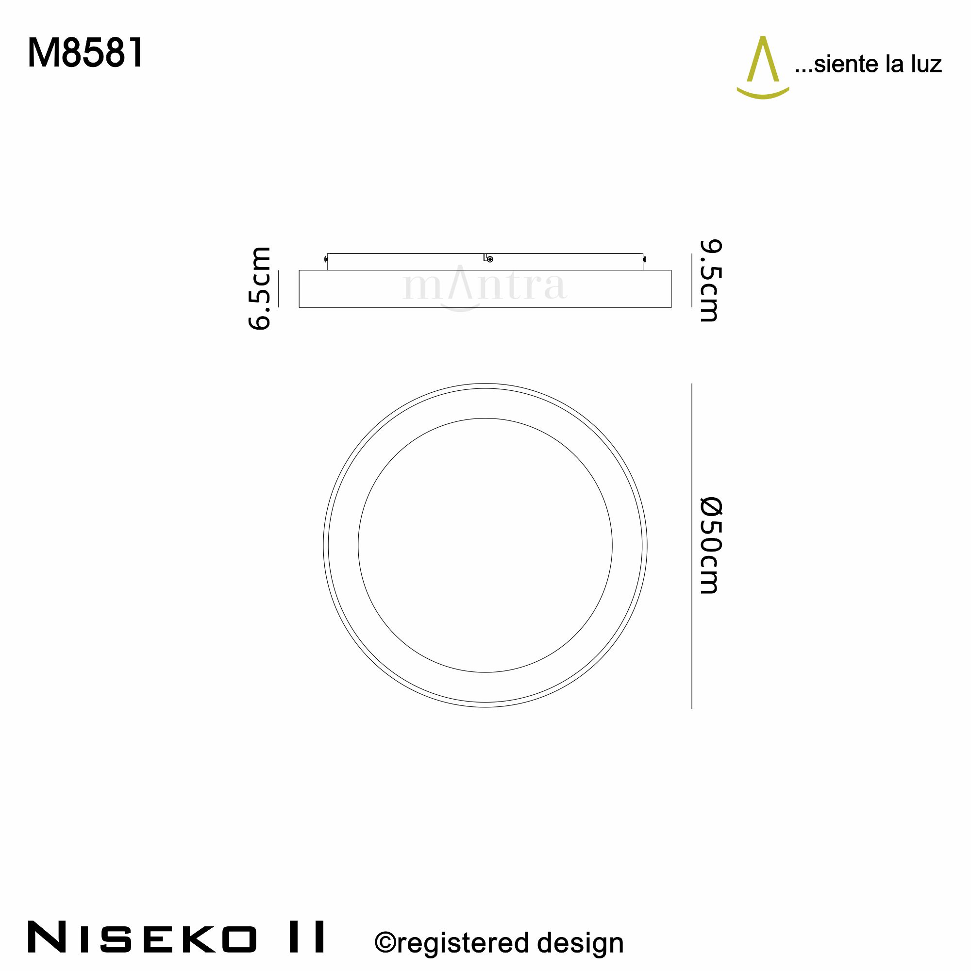 M8581 Niseko II Black Mantra Niseko II Ring Ceiling 50cm 40W LED Black ...