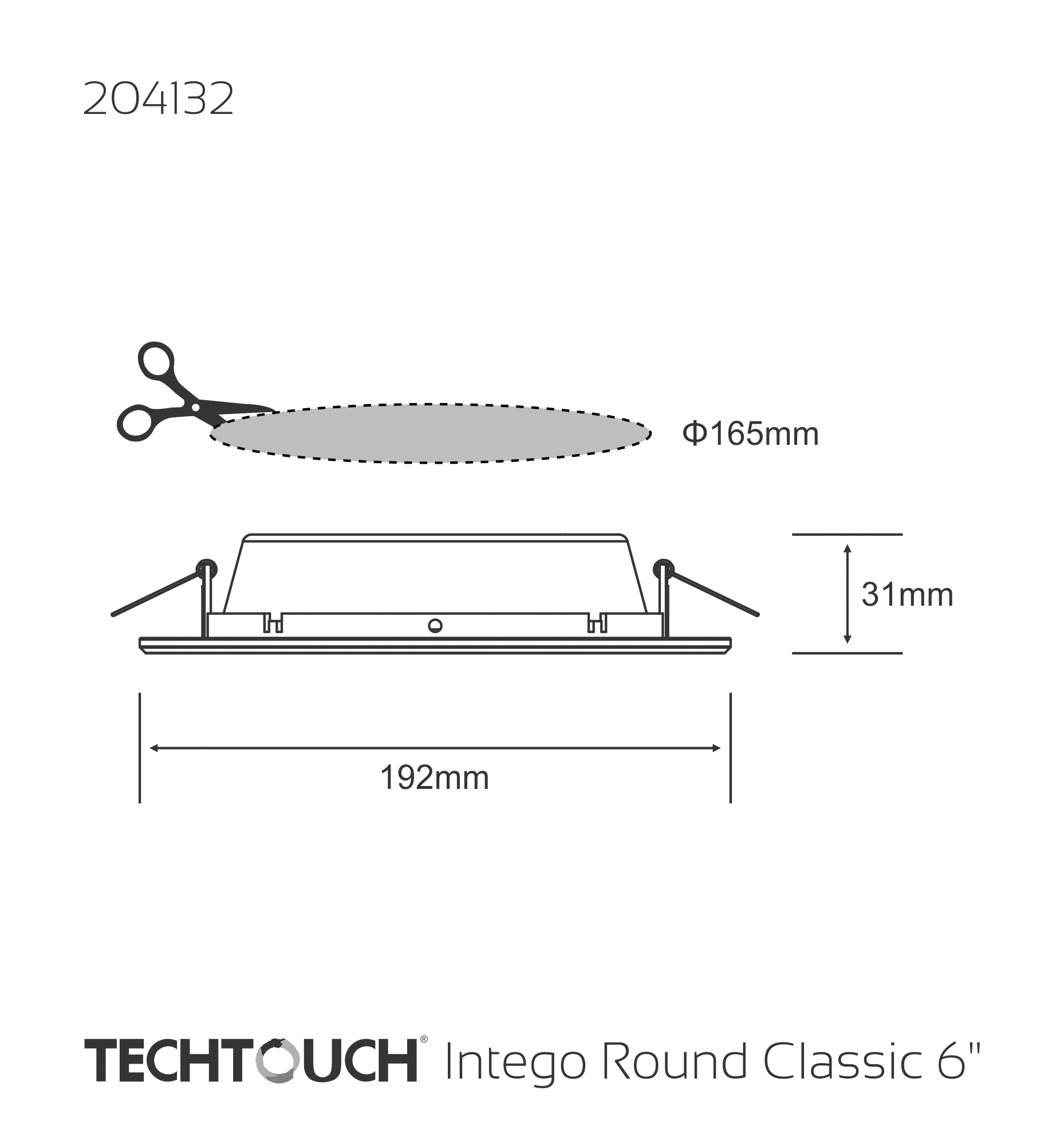 204132 Intego Classic Techtouch Intego Round Classic 6 Inch 12W 4000K ...