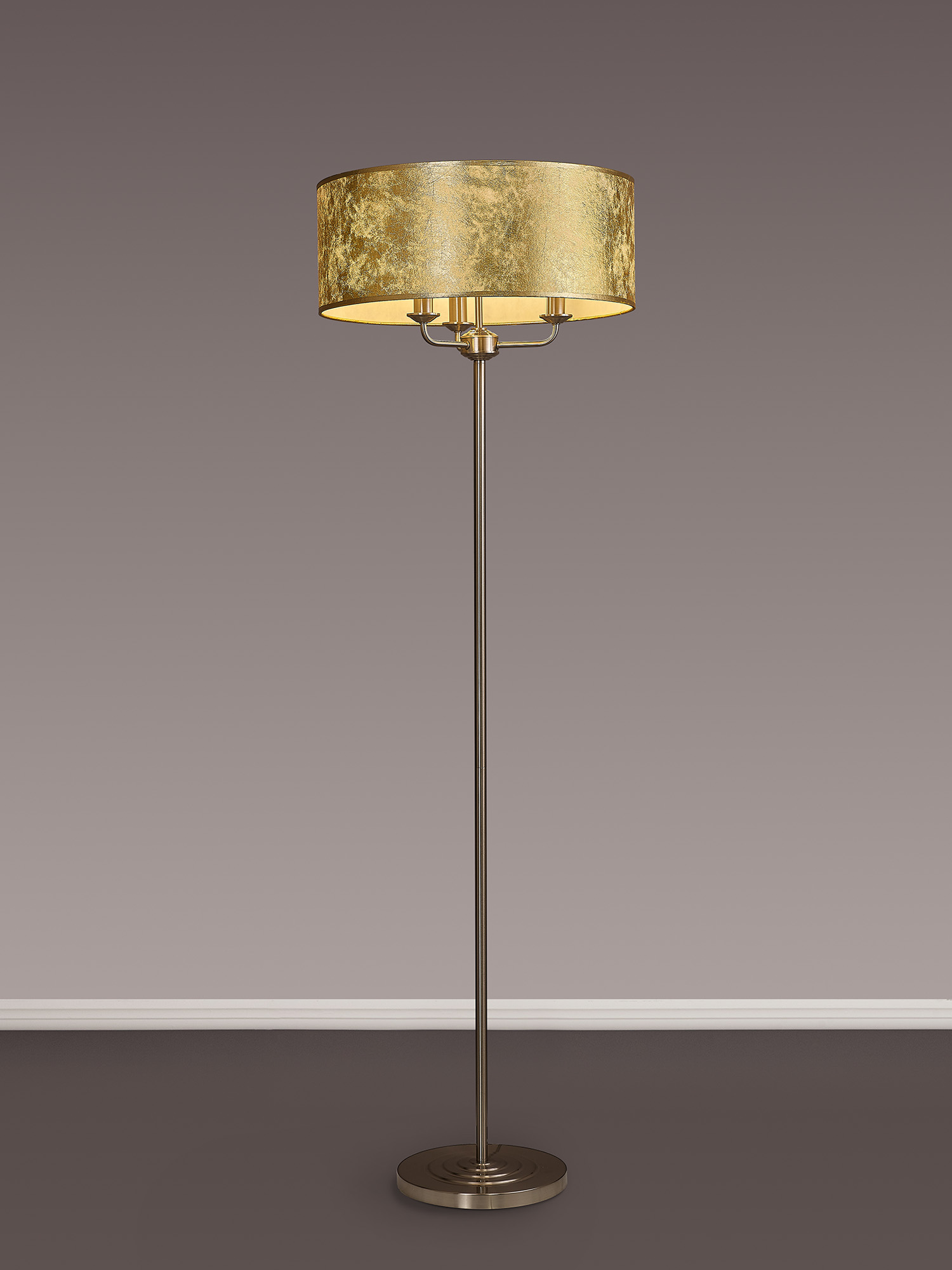 DK0939 Banyan SN GL Deco Banyan 45cm 3 Light Floor Lamp Satin Nickel ...