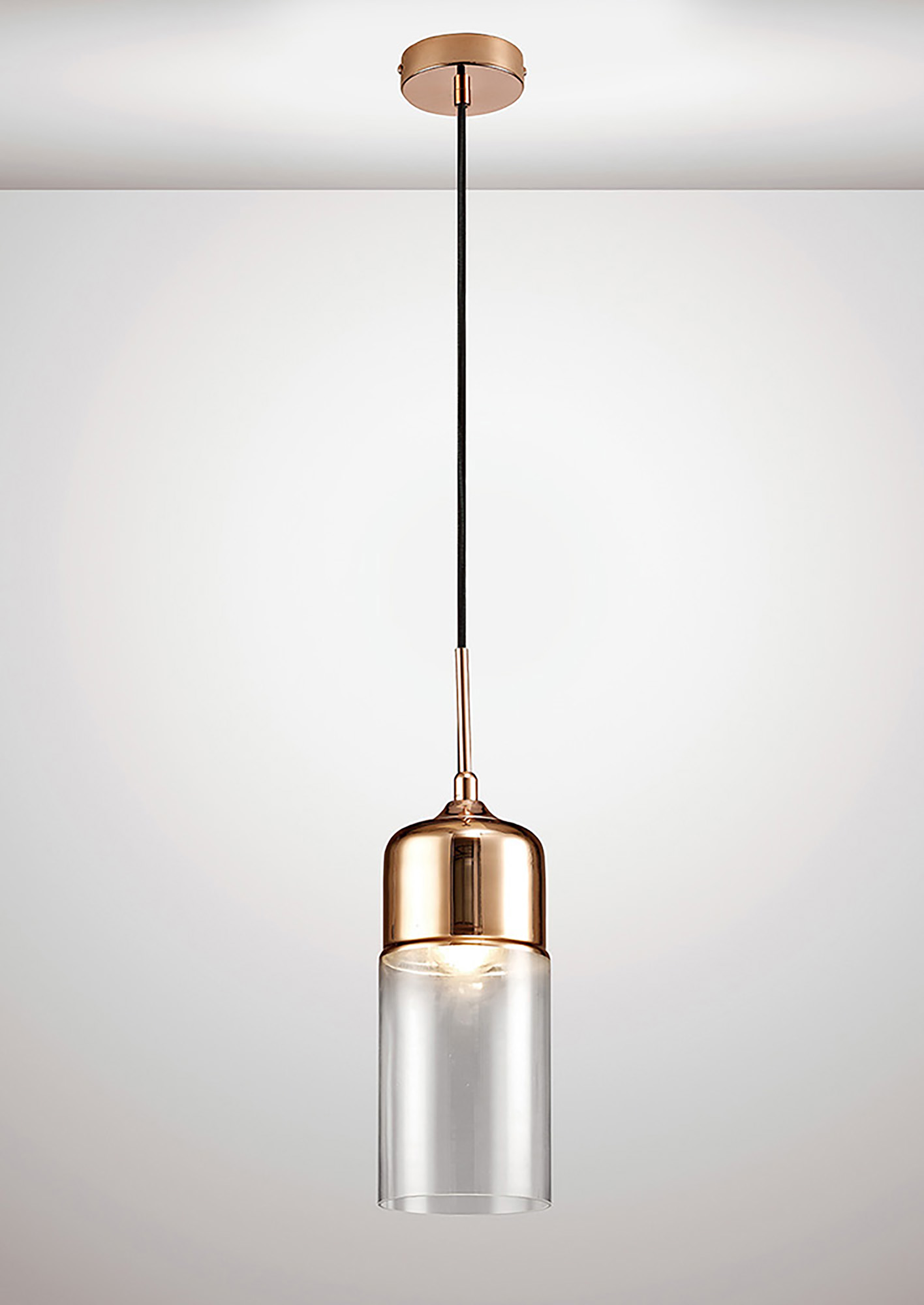 D0114 Mia Deco Mia Glass Pendant 1 Light Copper - Inspired Lighting Ltd.