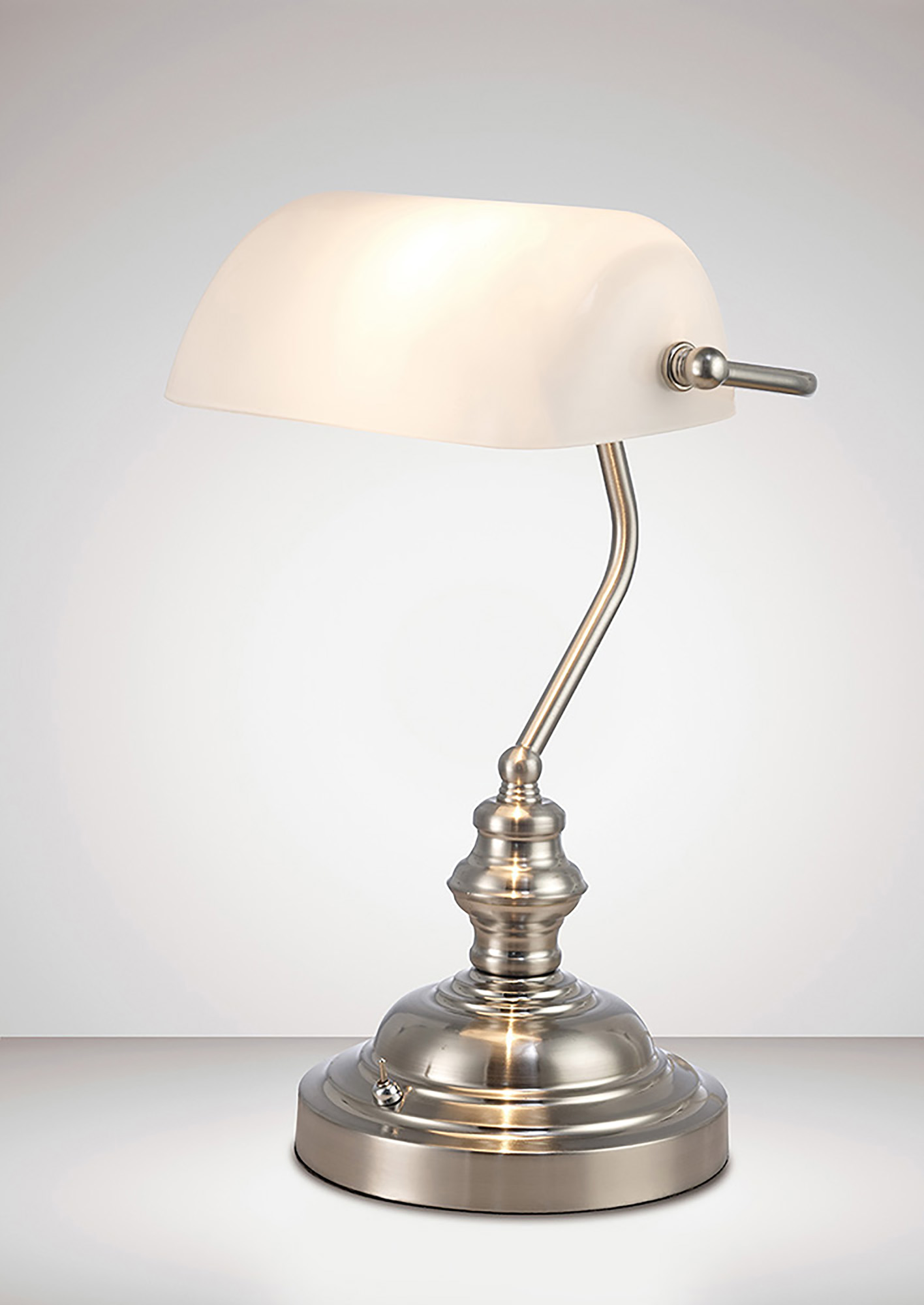D0086 Morgan Deco Morgan Glass 42cm 1 Light Table Lamp Satin Nickel ...