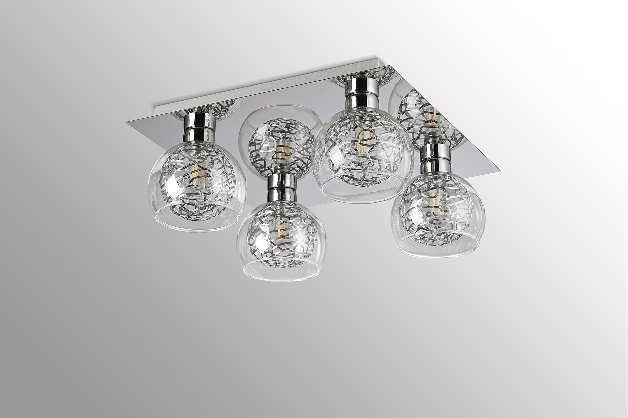D0764 Talia Deco Talia Glass Flush Ceiling 4 Light Polished Chrome ...