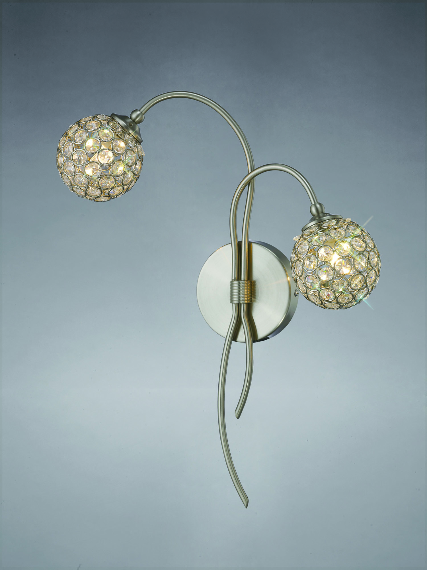 IL20680 Apollo Diyas Apollo Crystal Wall Lamp 2 Light Satin Nickel ...